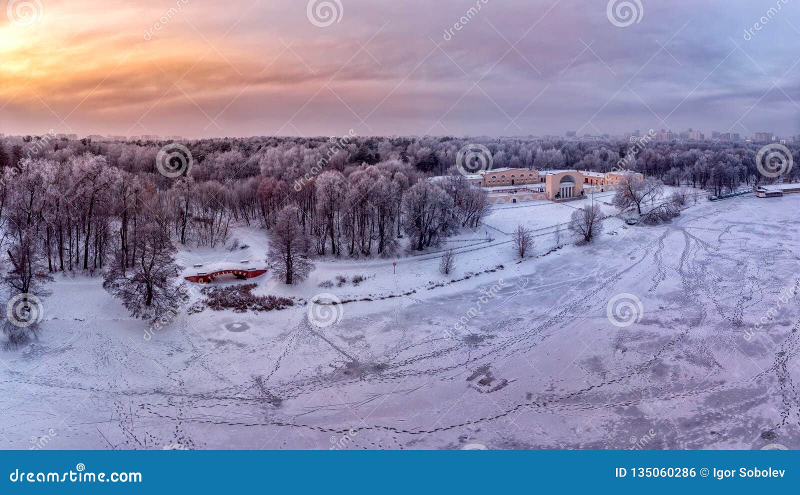 Panoramic Aero View on Kuzminki Park in Winter Stock Photo - Image of ...