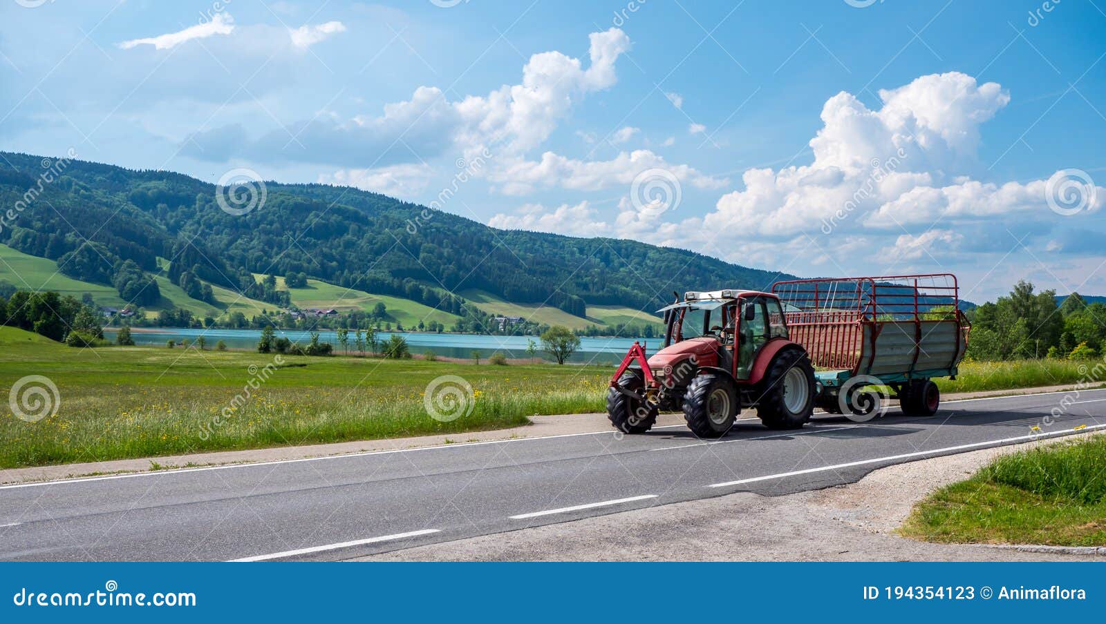 Panoramic Agricultural Tractor on the Road Stock Image - Image of crop ...