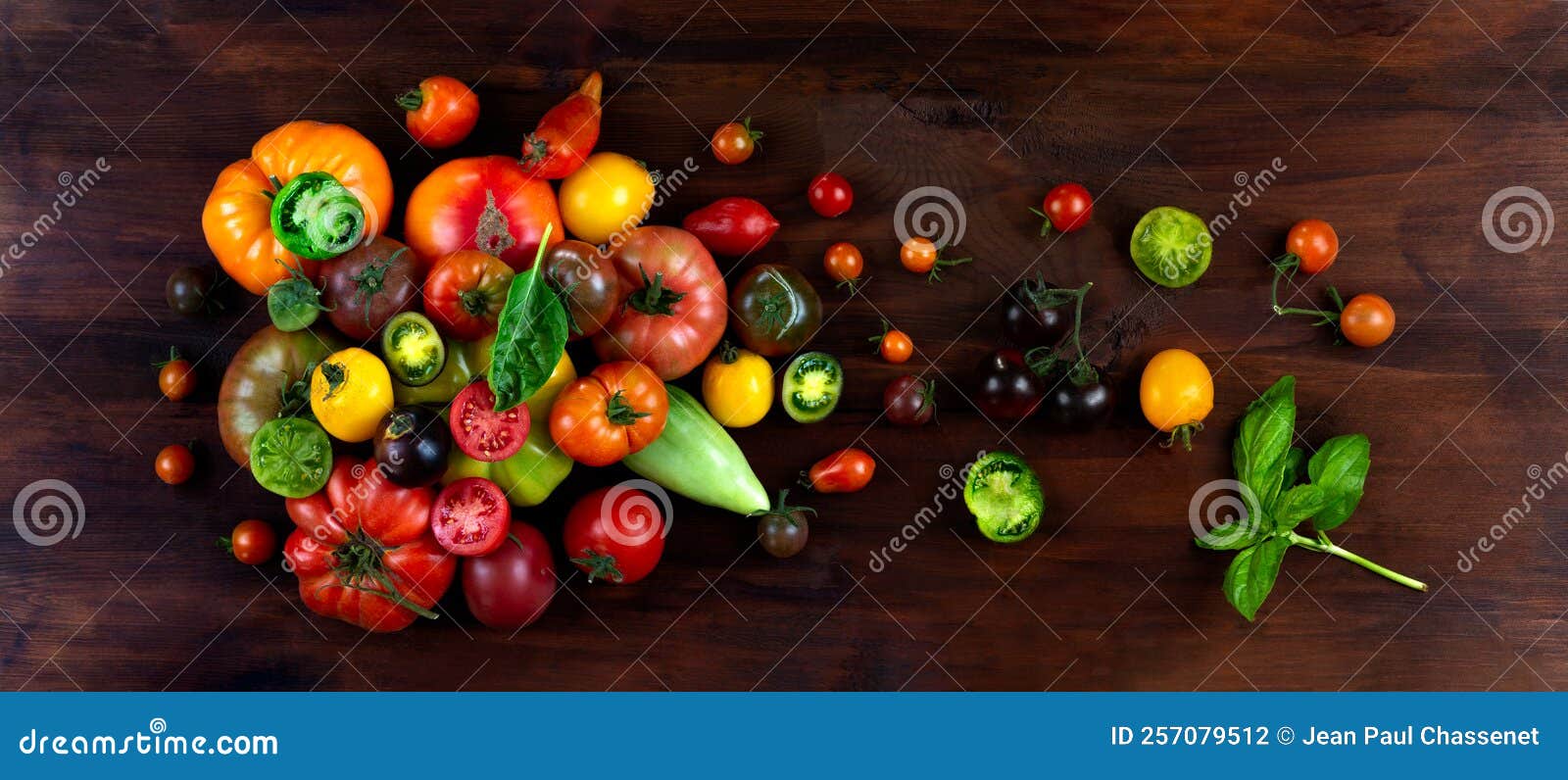Panoramic of Antique Tomatoes Stacked in the Center of the Image Stock ...