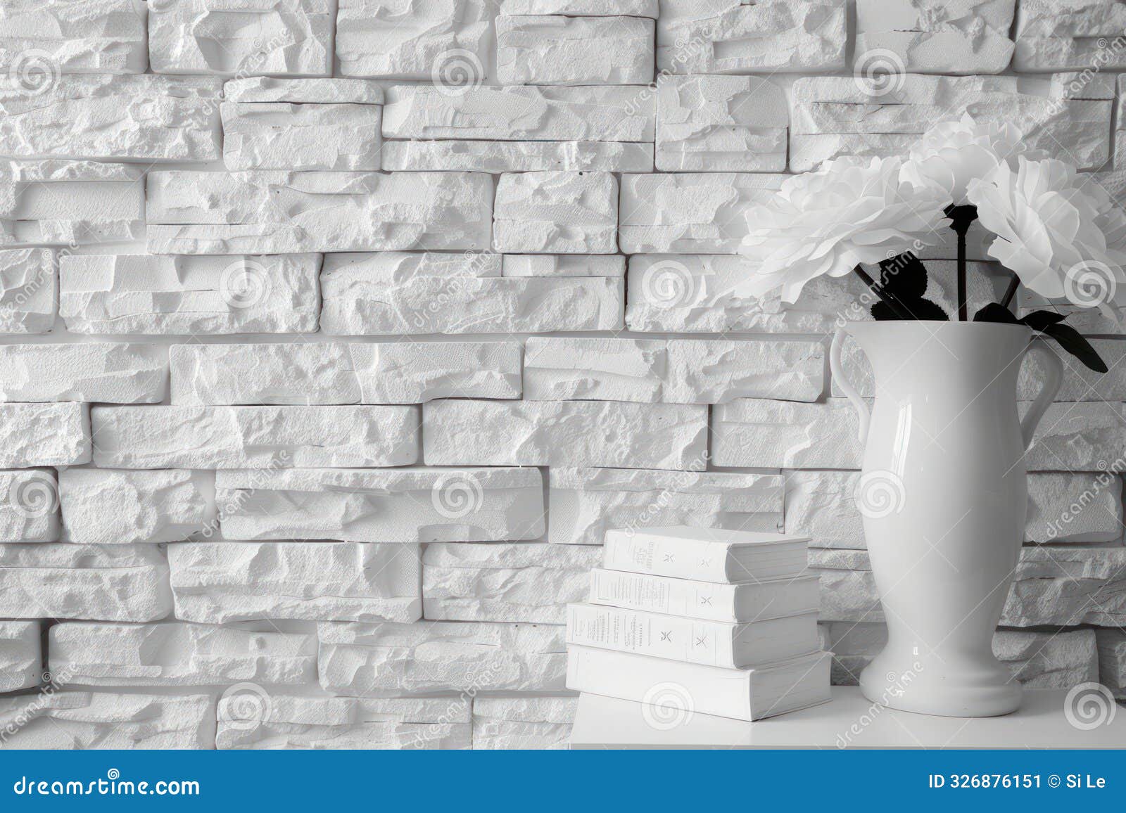 Rustic Brick Wall Texture: White And Gray Stonework With Light Damage ...