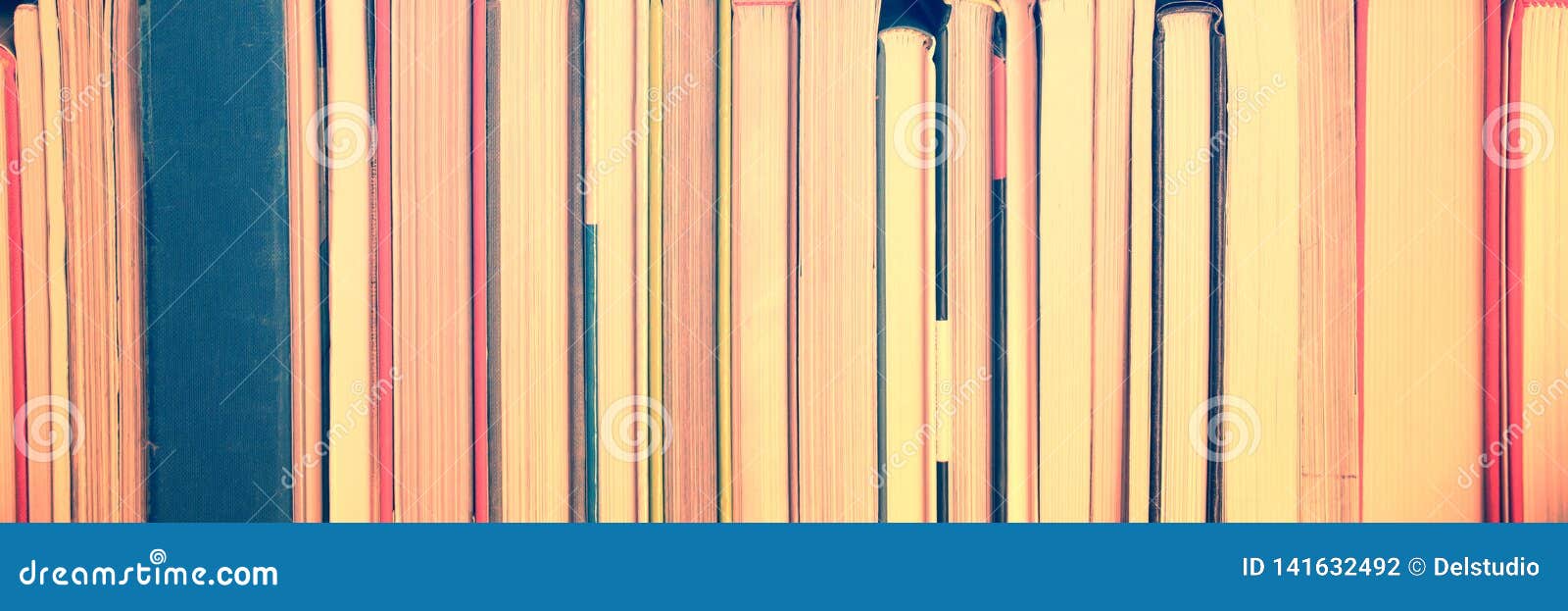 Panoramic Background of Books Aligned Stock Photo - Image of paper ...
