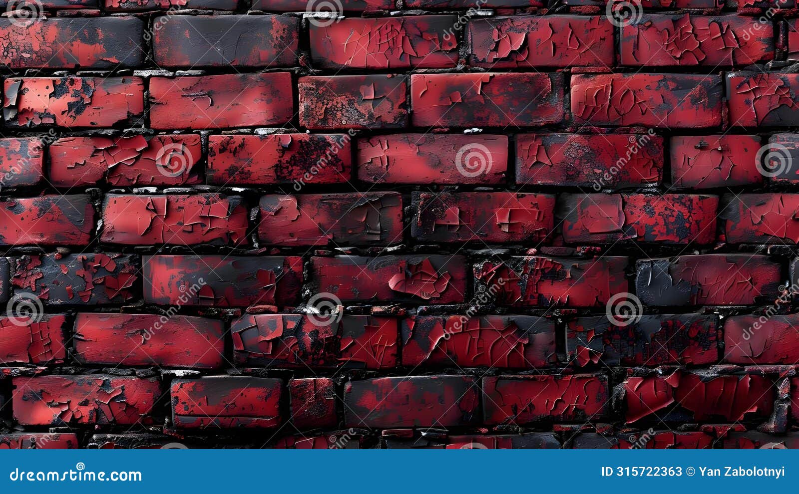 Panoramic Background of Old Dark Red Brick Wall Texture with Grunge ...