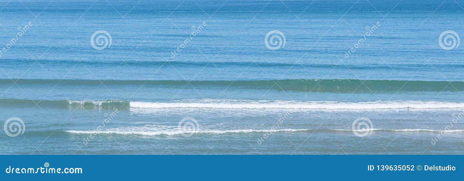 Panorama of the Ocean with Small Waves Stock Photo - Image of landscape ...