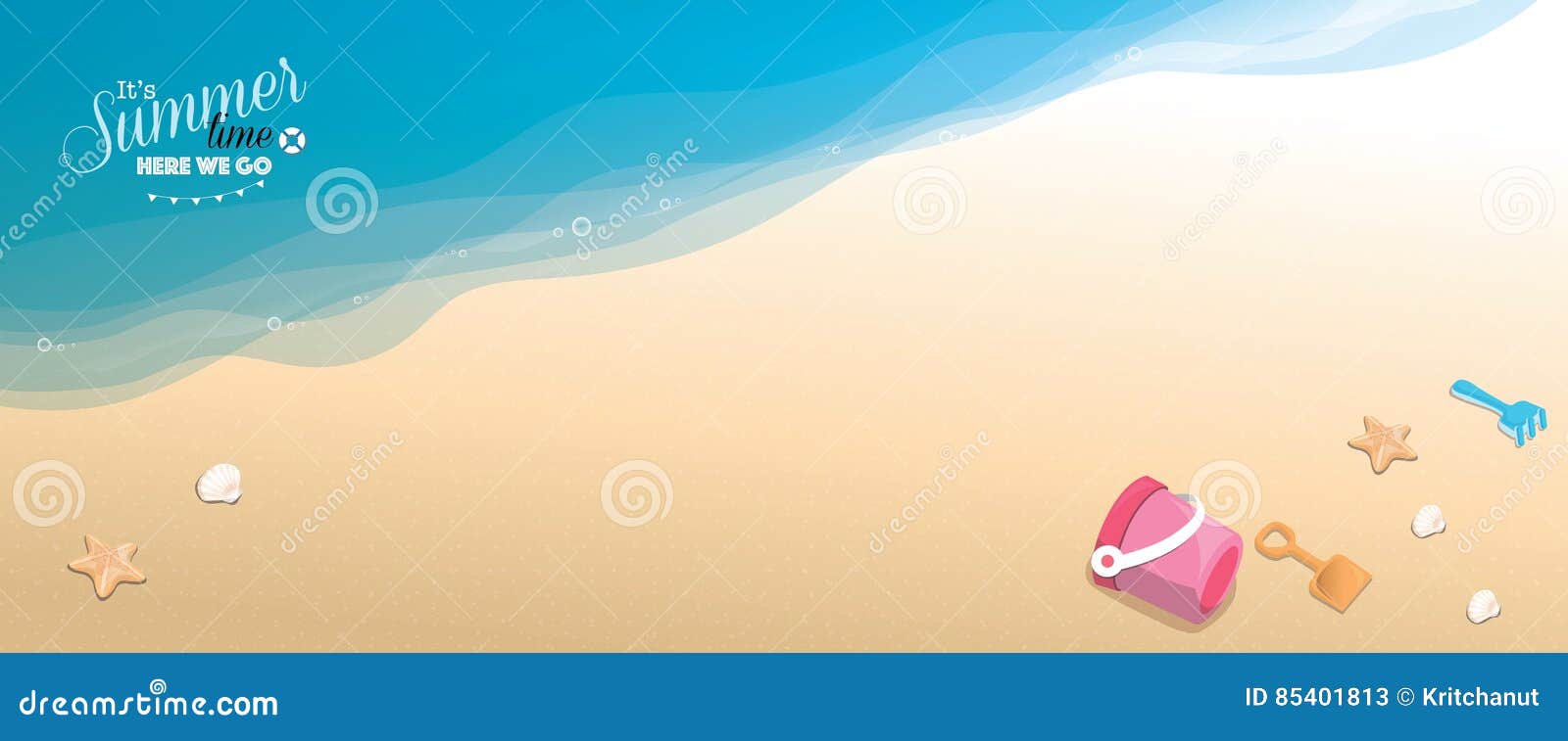 Panoramic Banner Beach Vector Background Stock Vector - Illustration of ...