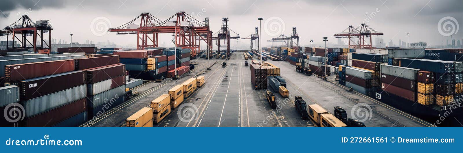 Panoramic Banner, Cargo Container Terminal, AI Generative Stock ...