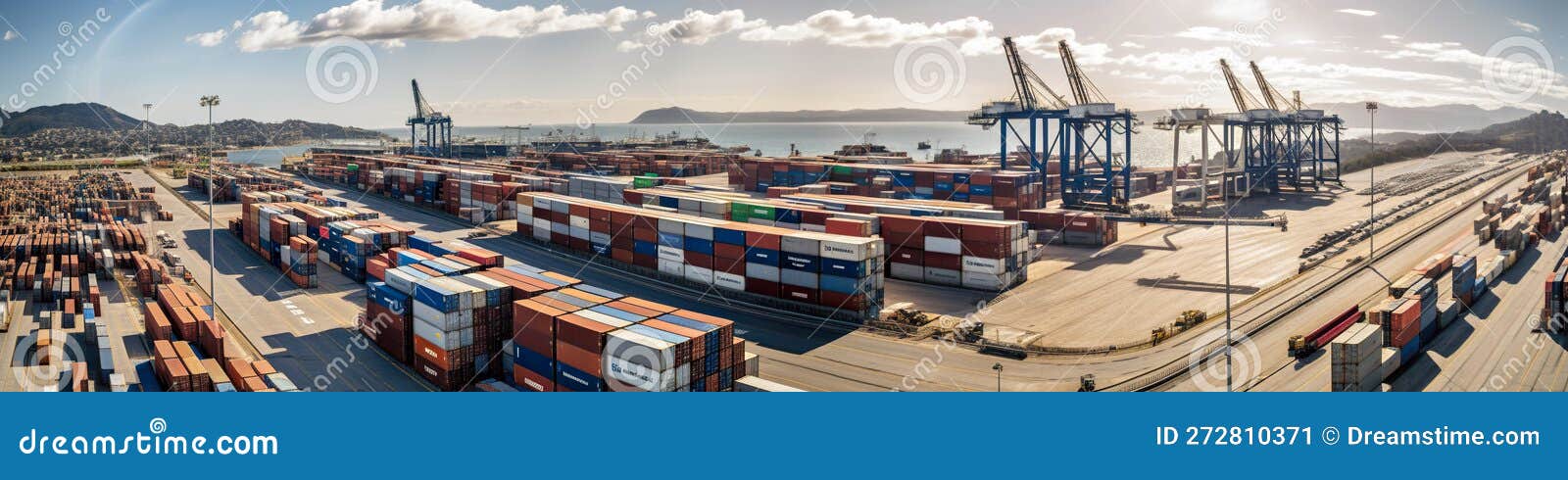 Panoramic Banner, Cargo Container Terminal, Cargo Port, AI Generative ...