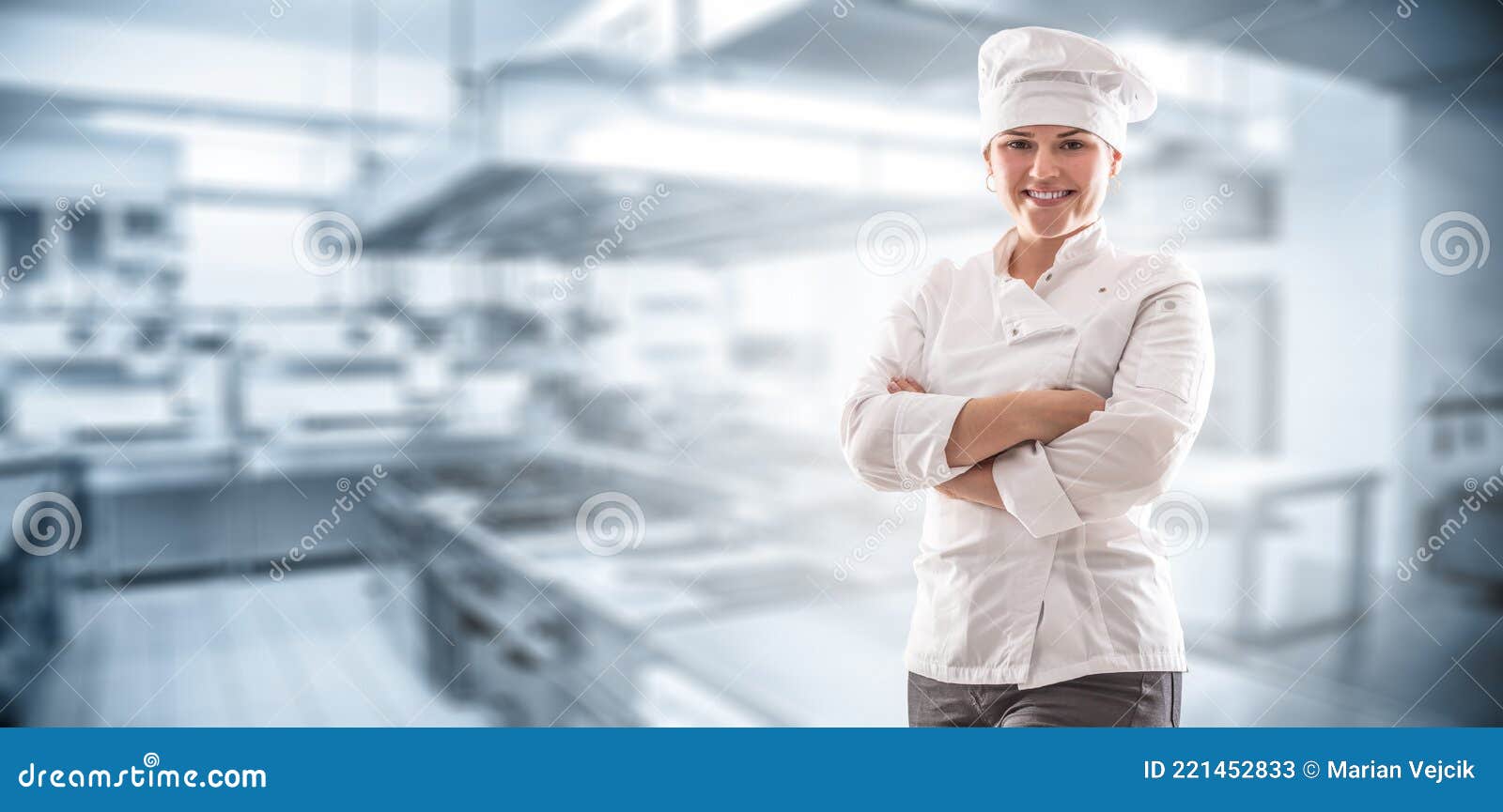 Panoramic Banner of a Chef with Crossed Hands Standing in Front of the ...