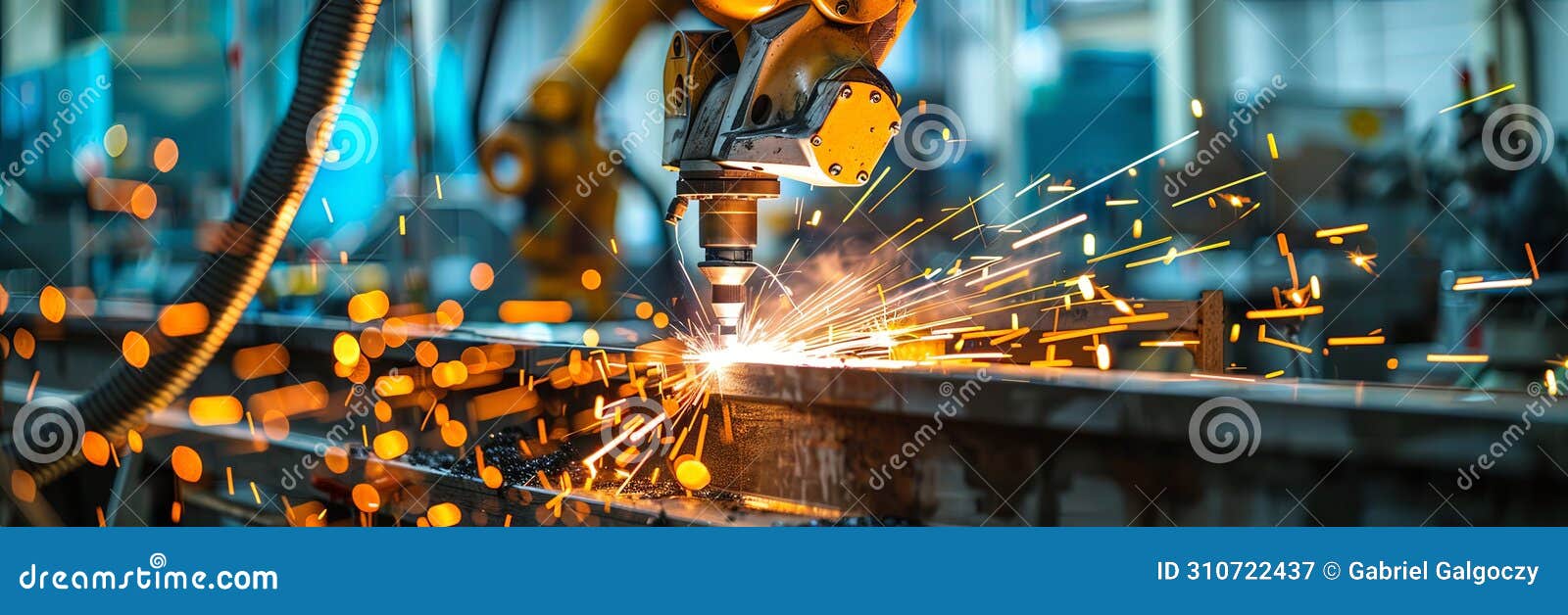 Panoramic Banner of Header Machine on Automated Robot Arm in Production ...
