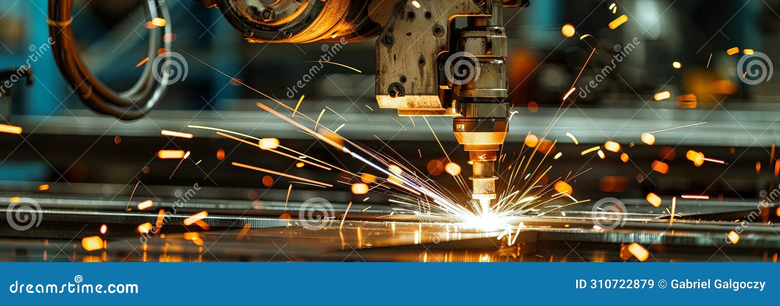 Panoramic Banner of Header Machine on Automated Robot Arm in Production ...