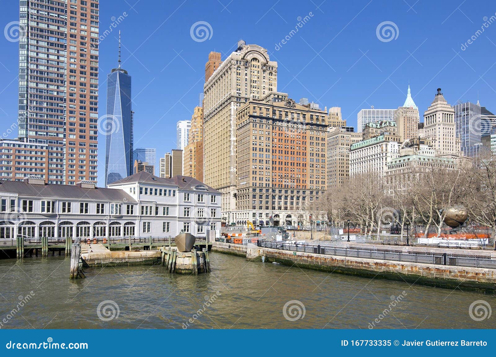 Panoramic of Battery Park in New York Stock Image - Image of finance ...