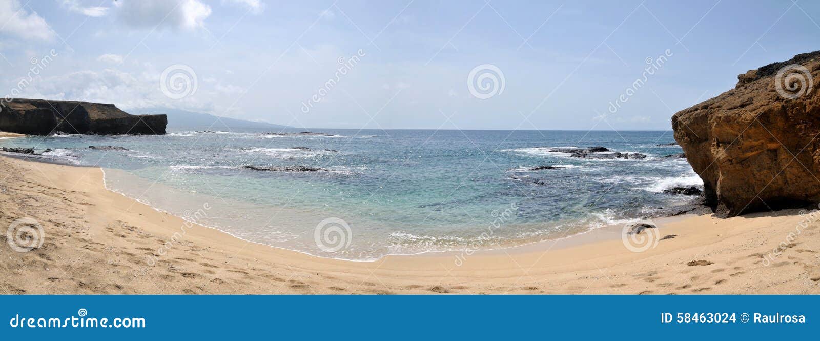 Panoramic Beach between Cliffs Stock Photo - Image of haze, nature ...