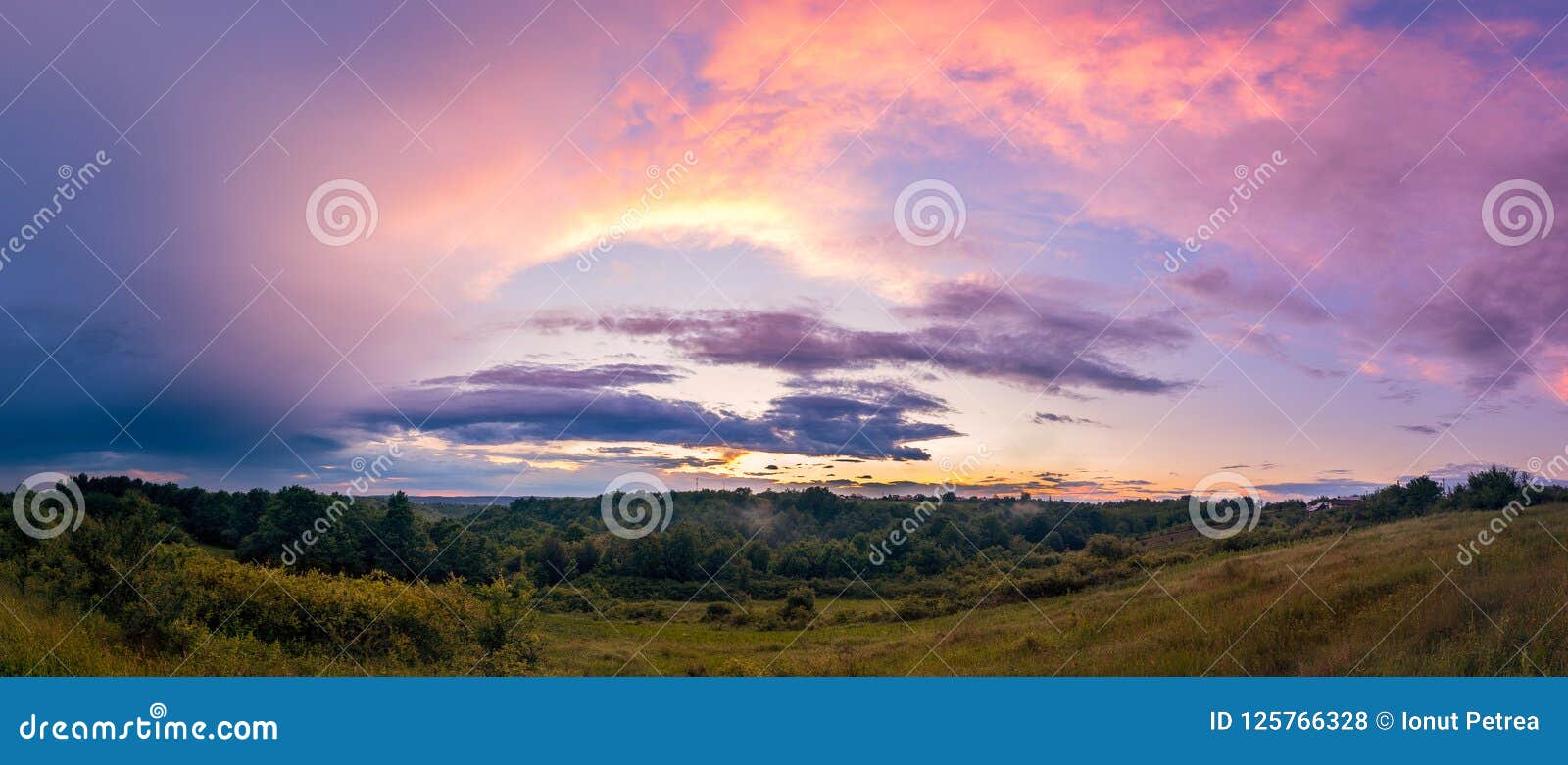 Panorama Sunset after Severe Rain Storm with Dramatic Clouds Stock ...