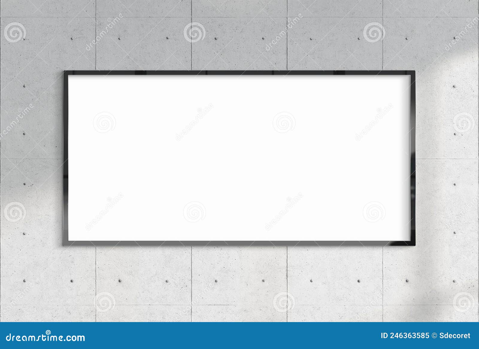 Panoramic Billboard Hanging On A Sunlit Wall Mockup. Template Of A Pano ...