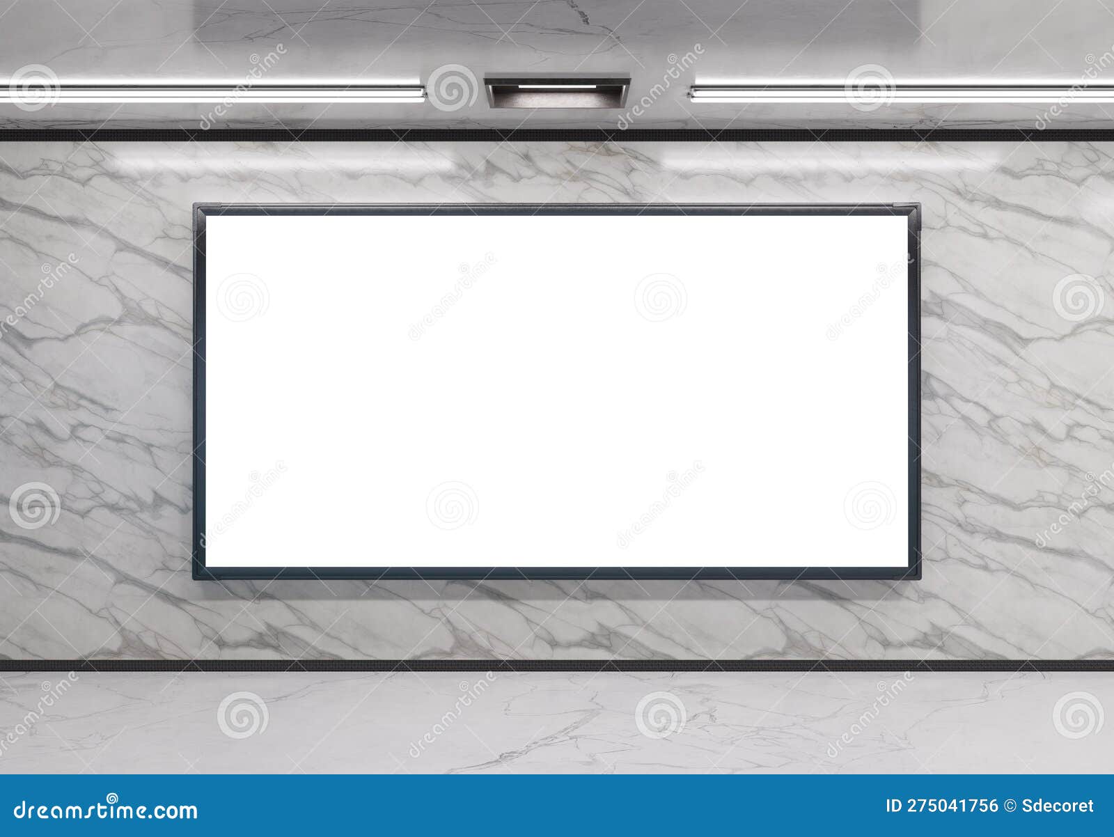 Panoramic 2:1 Billboard on Underground Subway Wall Mockup. Hoarding ...