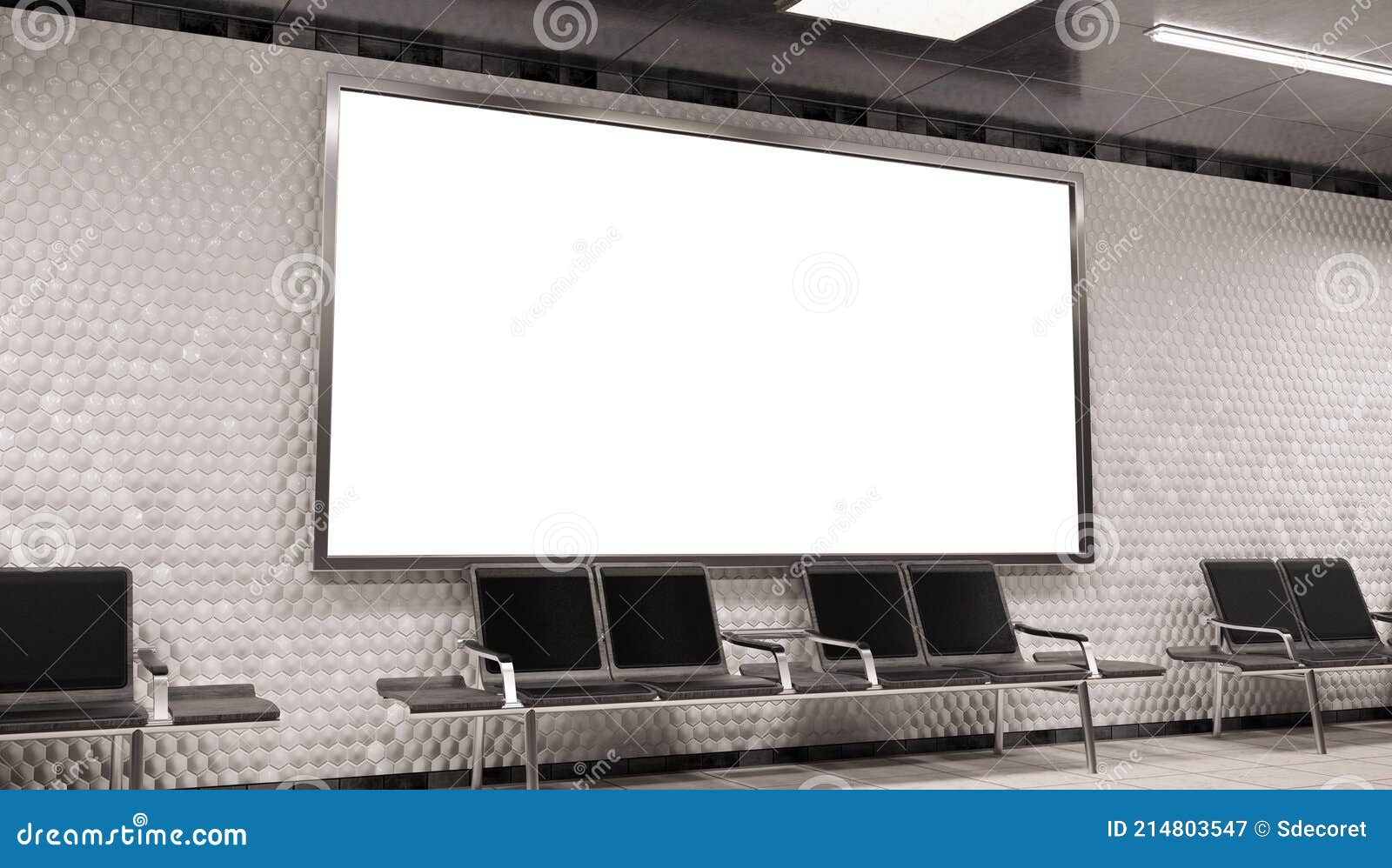 Panoramic 2:1 Billboard on Underground Wall Mockup. Hoarding ...