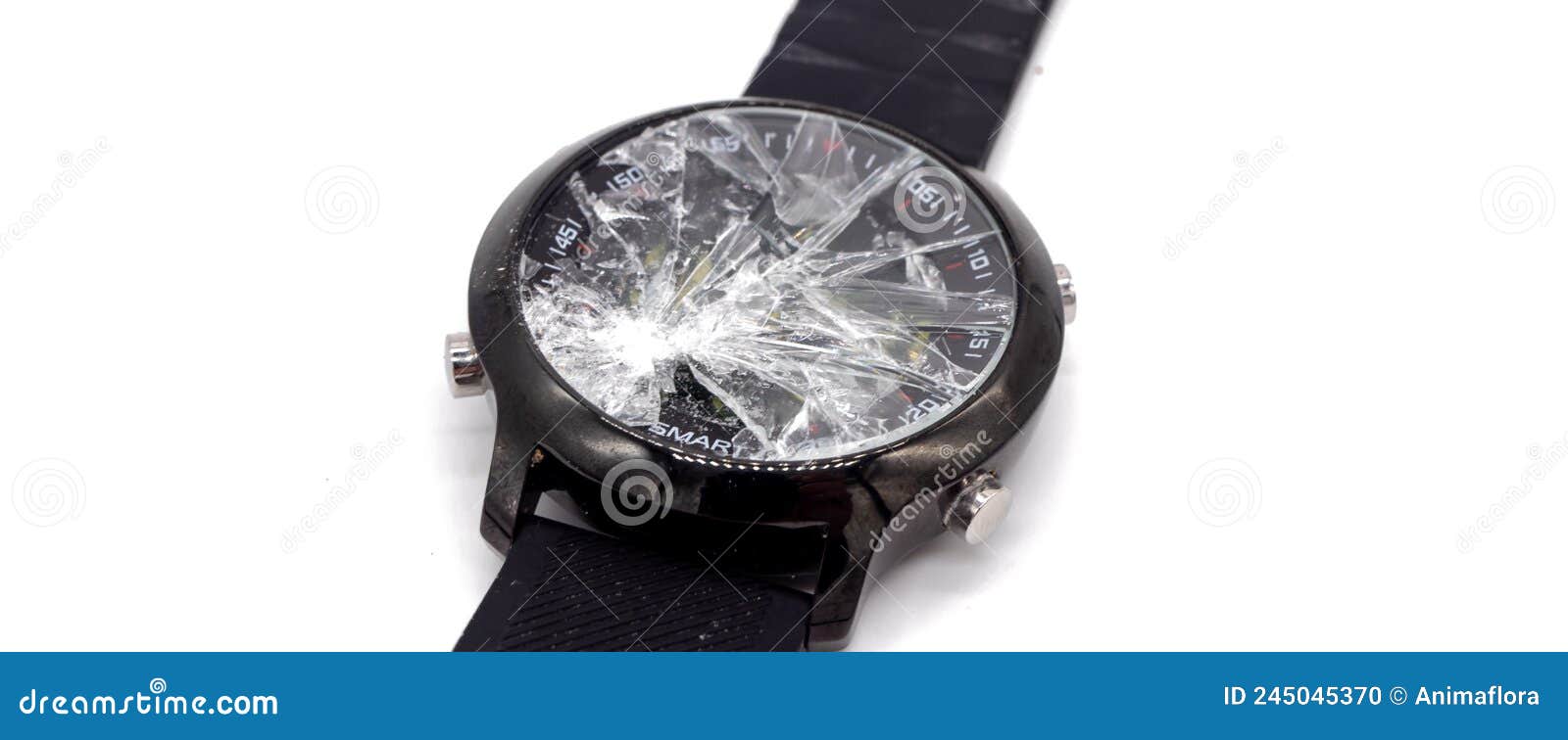 Panoramic Broken Smart Watch Isolated on White Background Stock Photo ...
