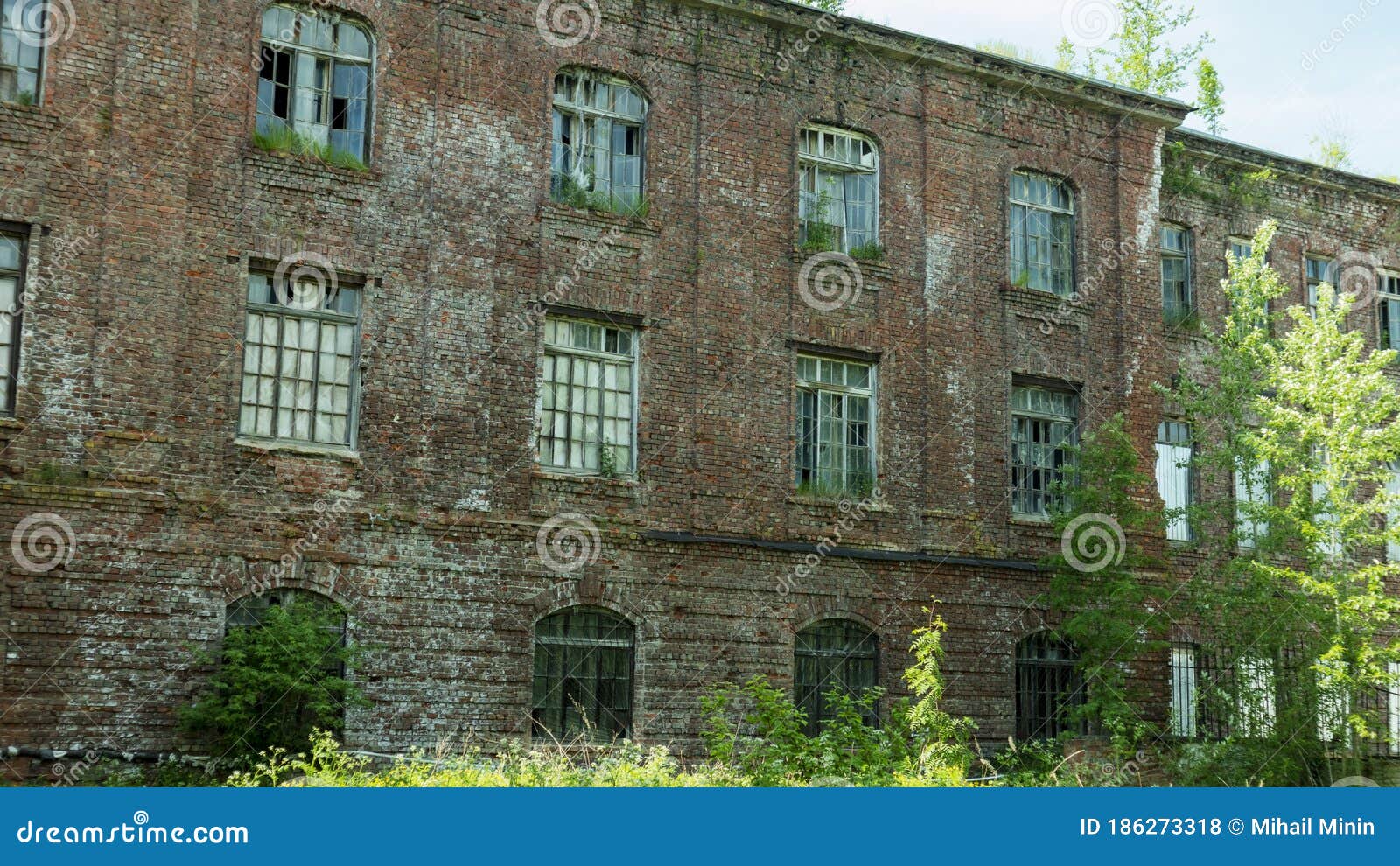 Panoramic Broken Windows of an Abandoned Hospital Stock Photo - Image ...