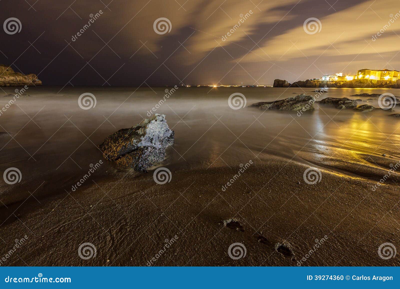 Panoramic of Castro in the Night Stock Photo - Image of castro, ostende ...