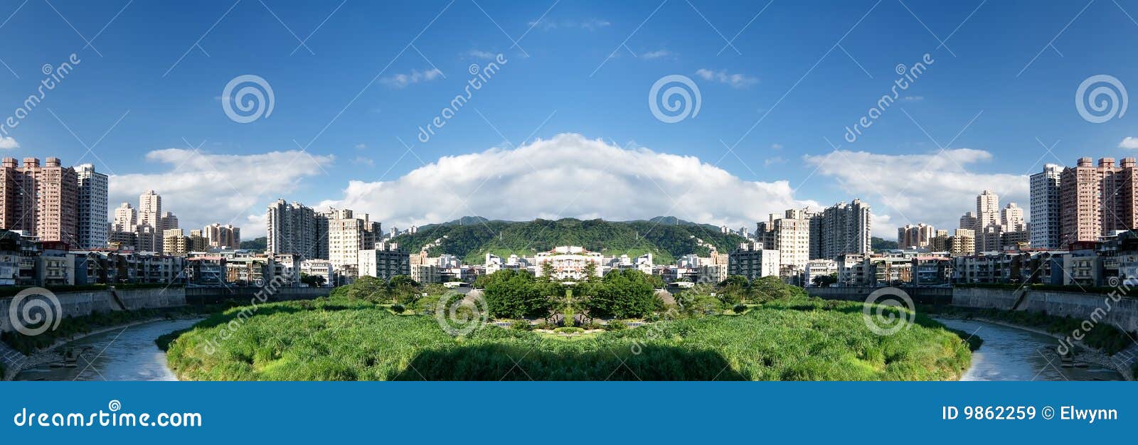Panoramic city in the day stock image. Image of color - 9862259