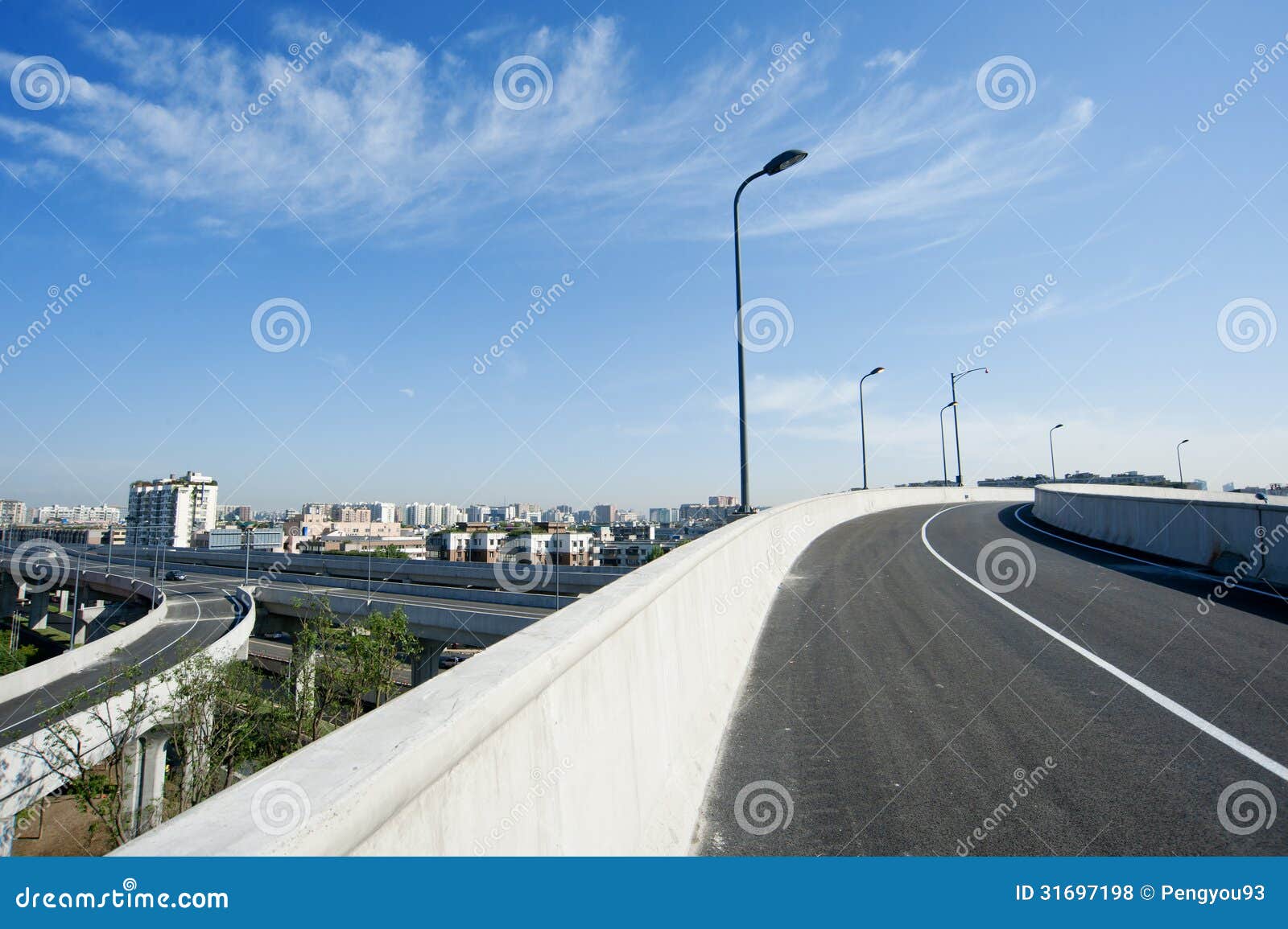 Panoramic city overpass stock photo. Image of intersection - 31697198