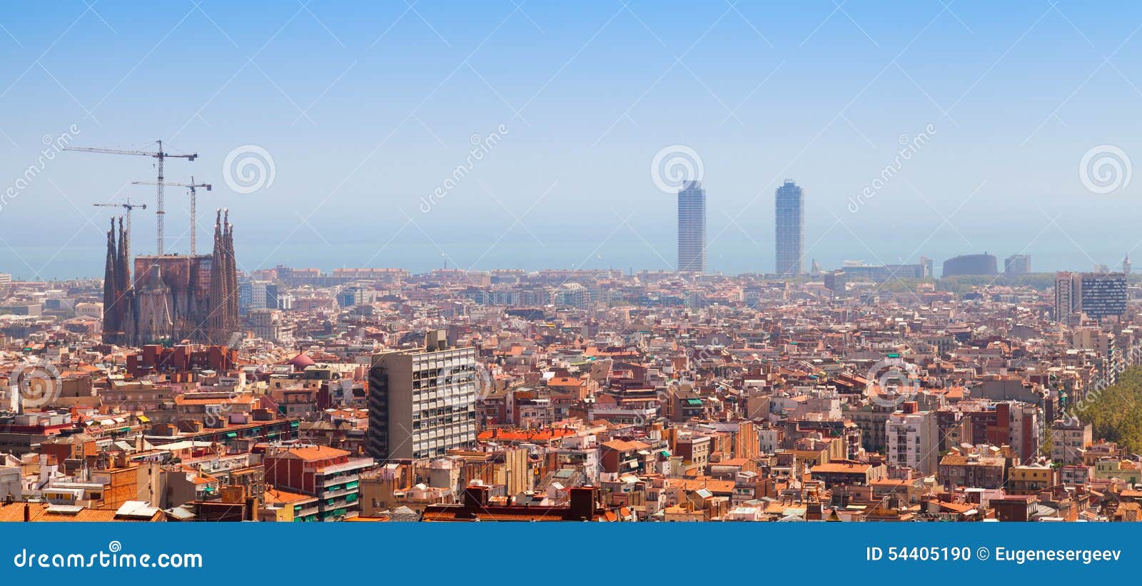 Panoramic Cityscape of Barcelona, Spain Stock Photo - Image of building ...