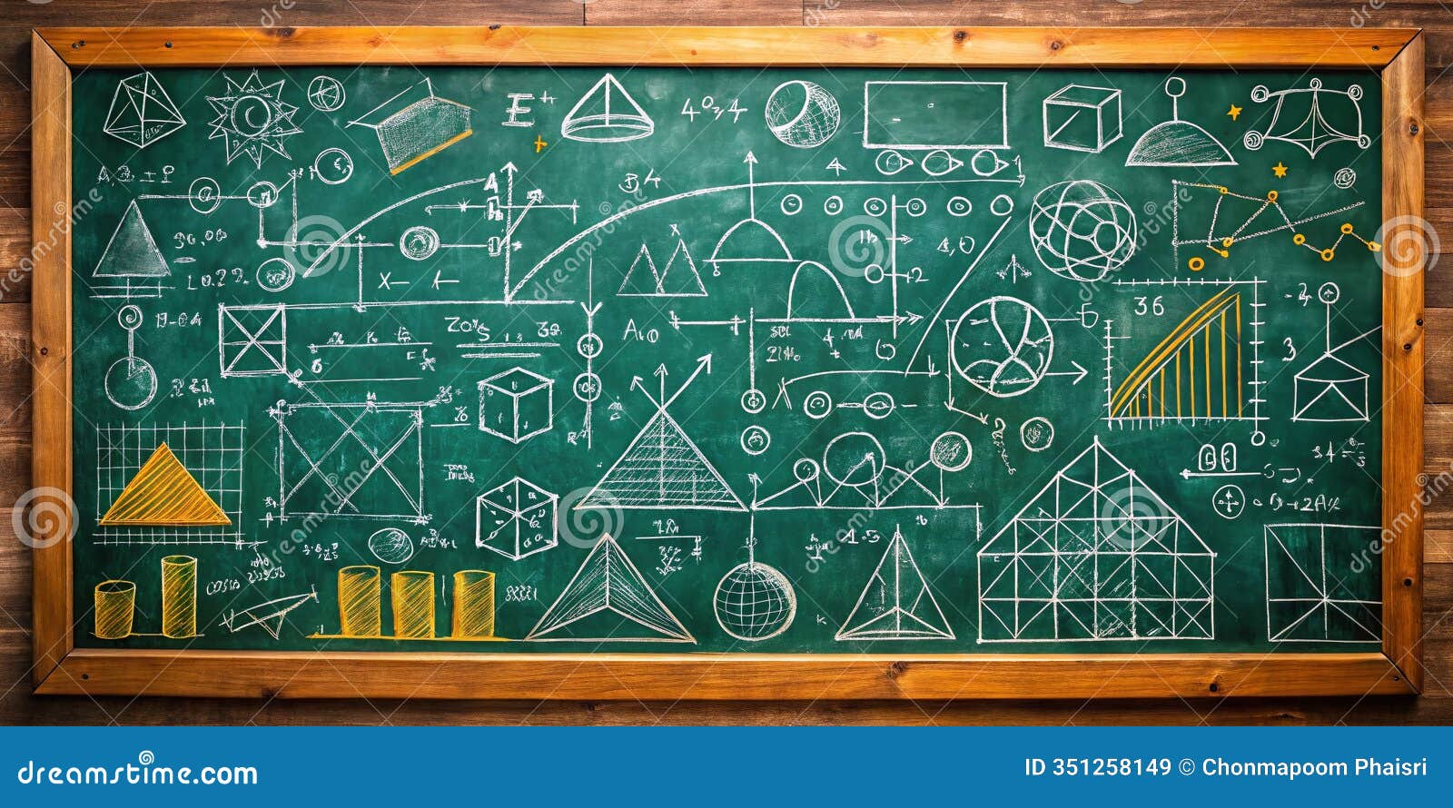 A Panoramic Classroom Chalkboard a Visual Feast of Math Problems ...