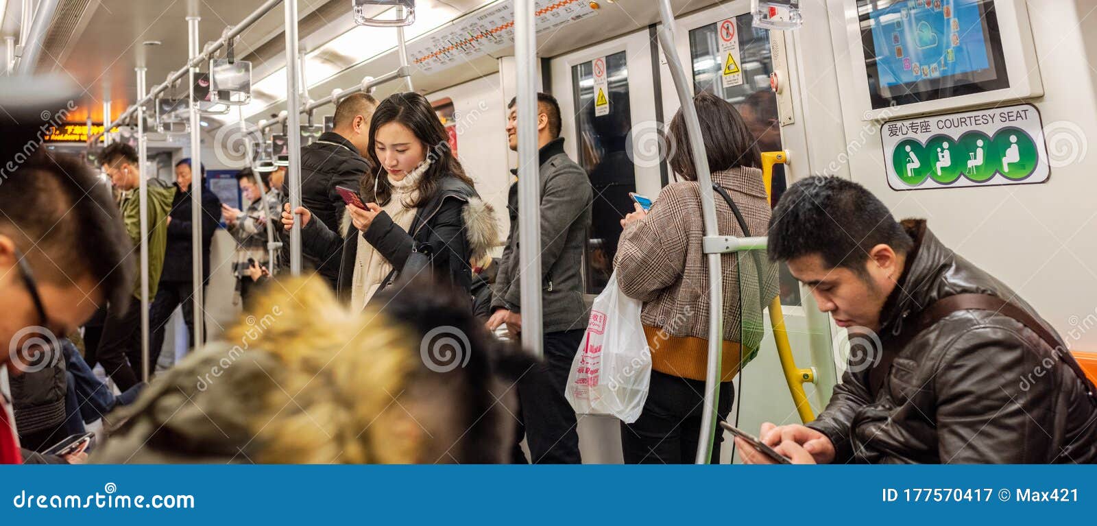 Commuters on Shanghai Metro Subway System Editorial Photography - Image ...