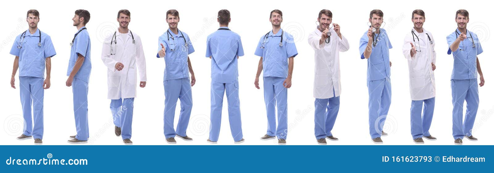 Panoramic Collage Group of Medical Doctors . Isolated on White Stock ...