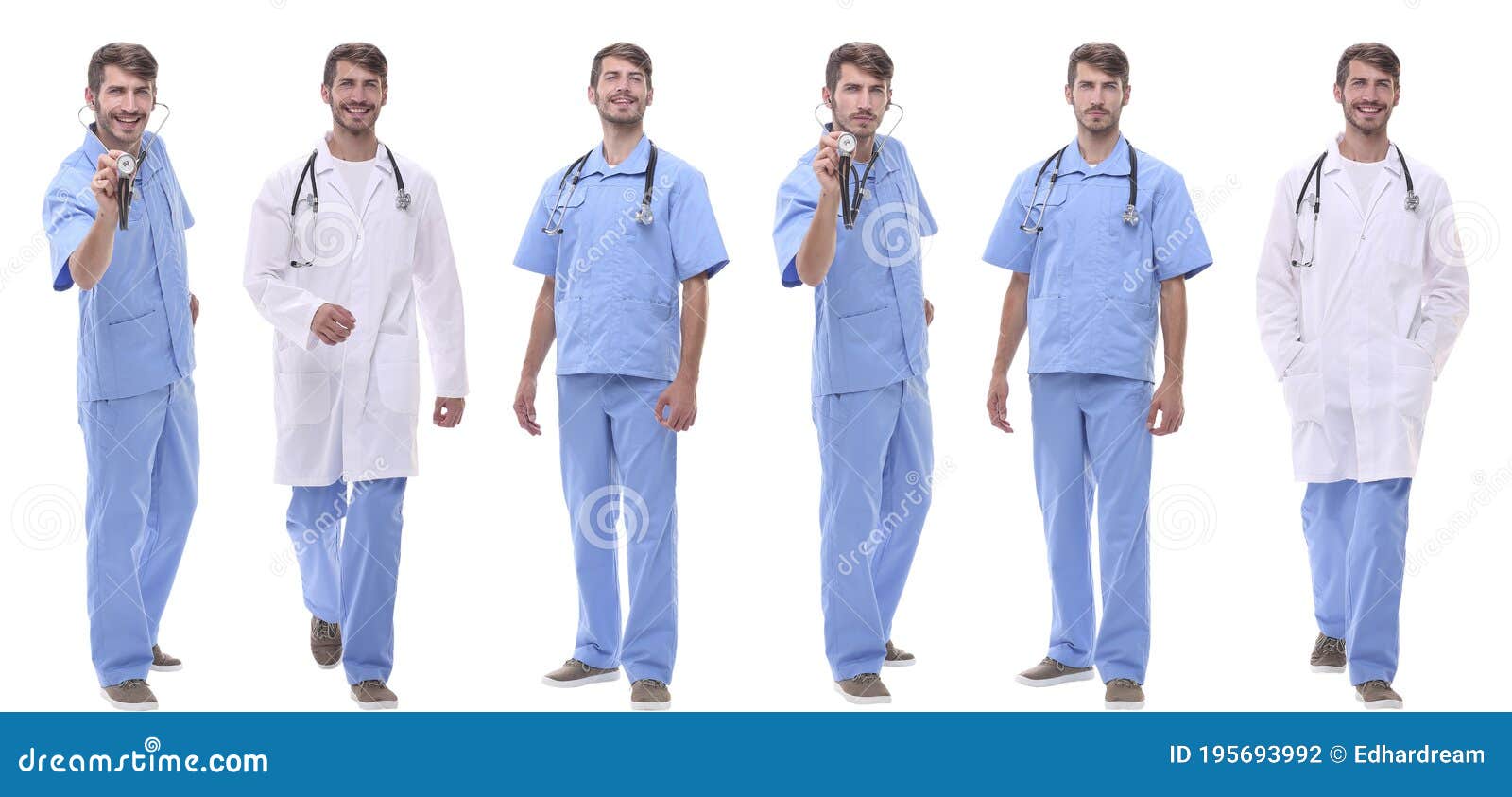 Panoramic Collage Group of Medical Doctors . Isolated on White Stock ...