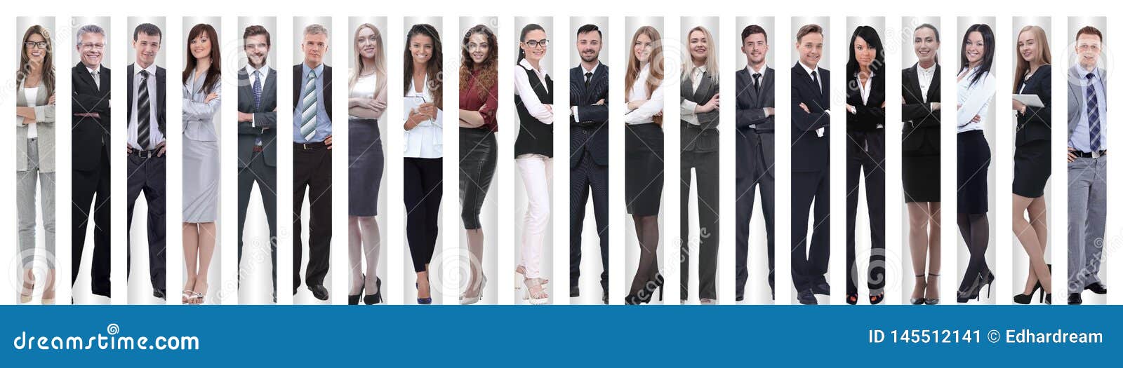 Panoramic Collage of Groups of Successful Employees. Stock Image ...