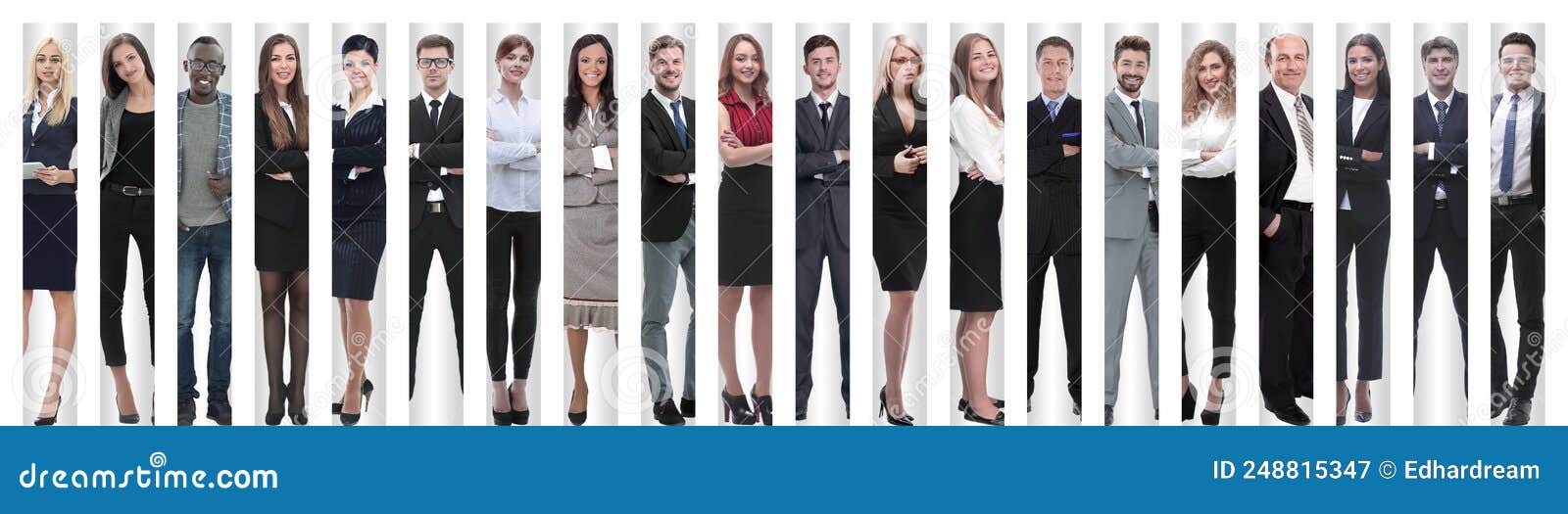 Panoramic Collage of Groups of Successful Employees. Stock Image ...