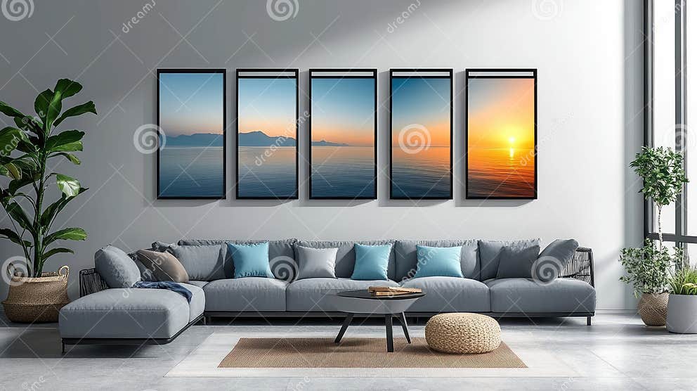 Panoramic Collage Mockup with 8-Part Frame Stock Image - Image of ...