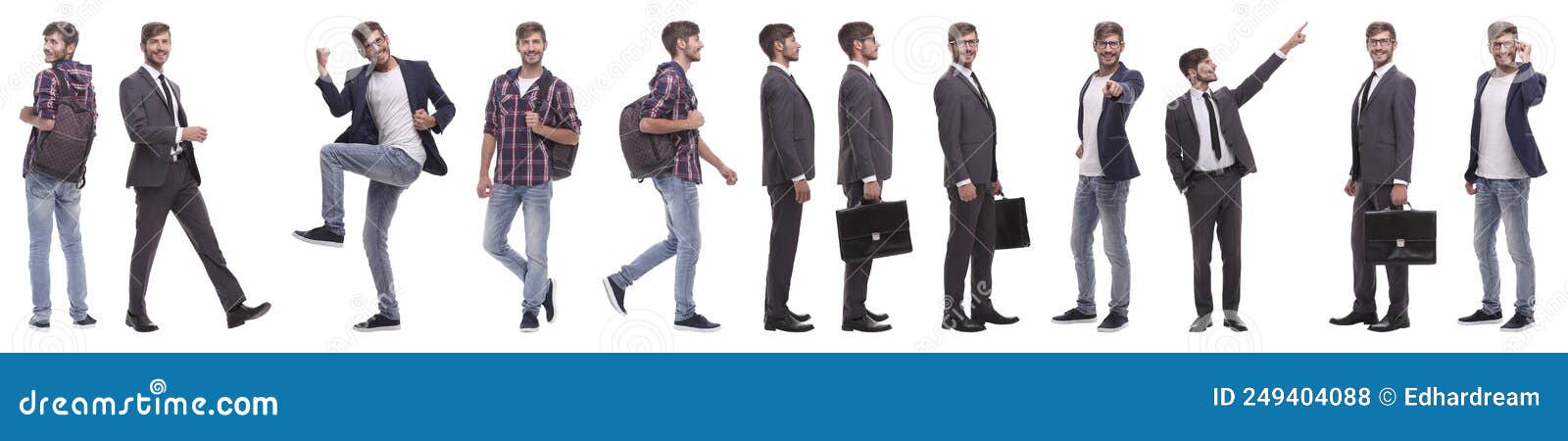 Panoramic Collage of a Promising Young Man Stock Photo - Image of ...