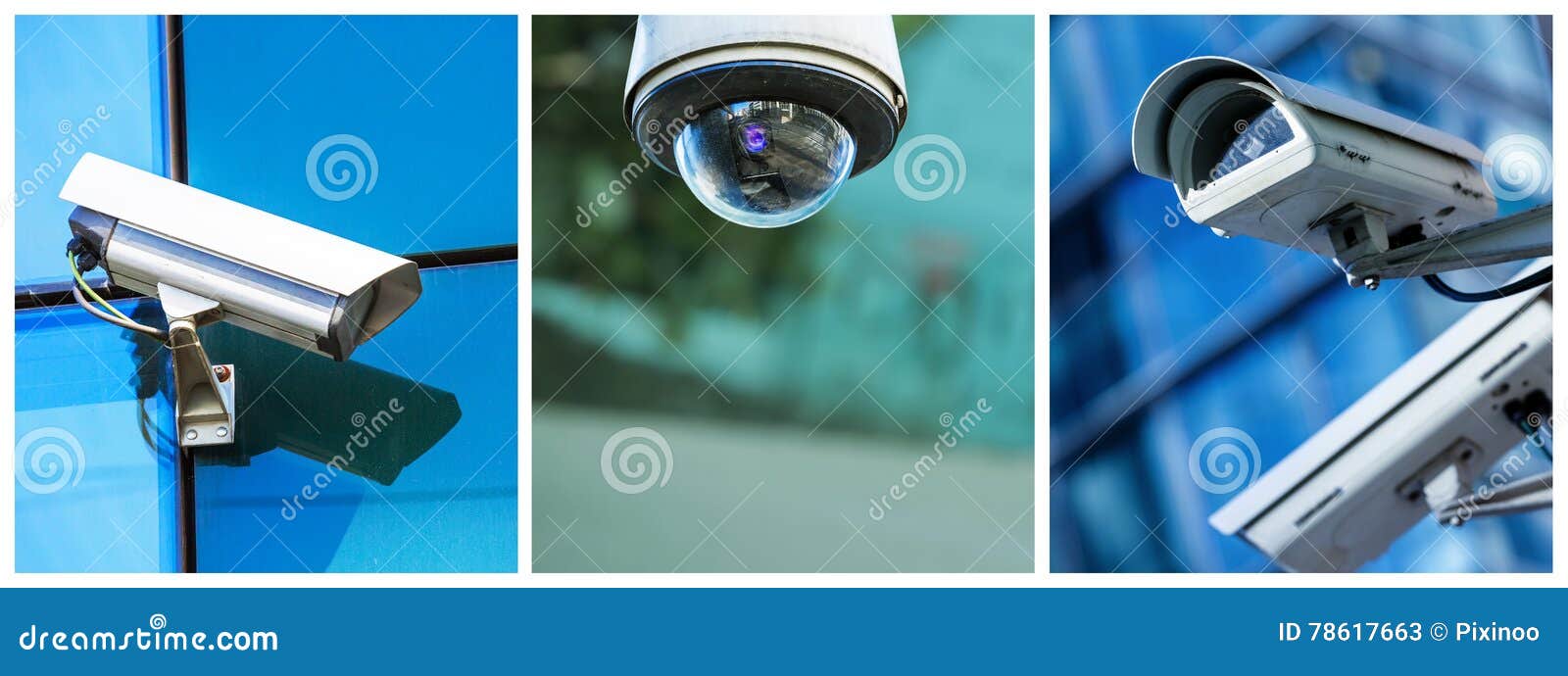 Panoramic Collage of Security CCTV Camera or Surveillance System Stock ...