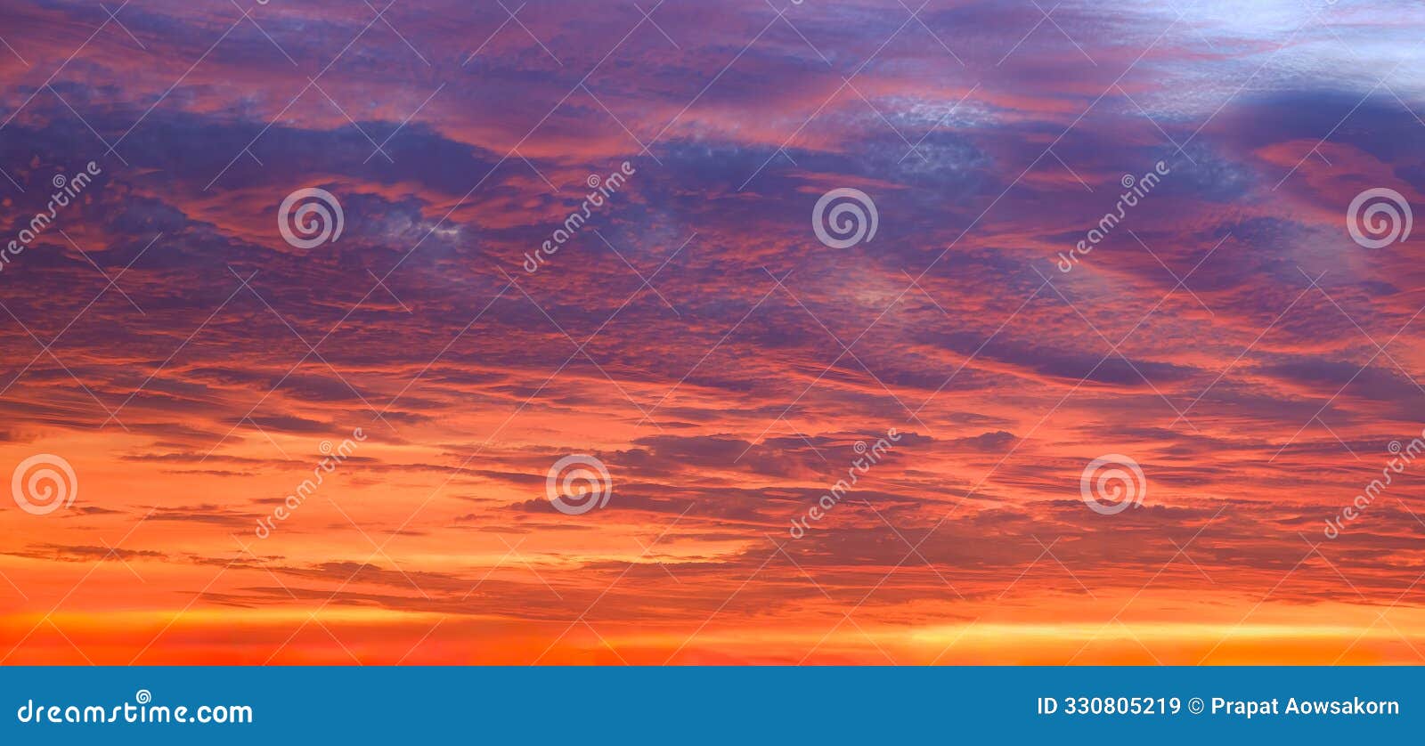 Panoramic Colorful Sunset Sky with Dramatic Orange Sunlight Clouds on ...