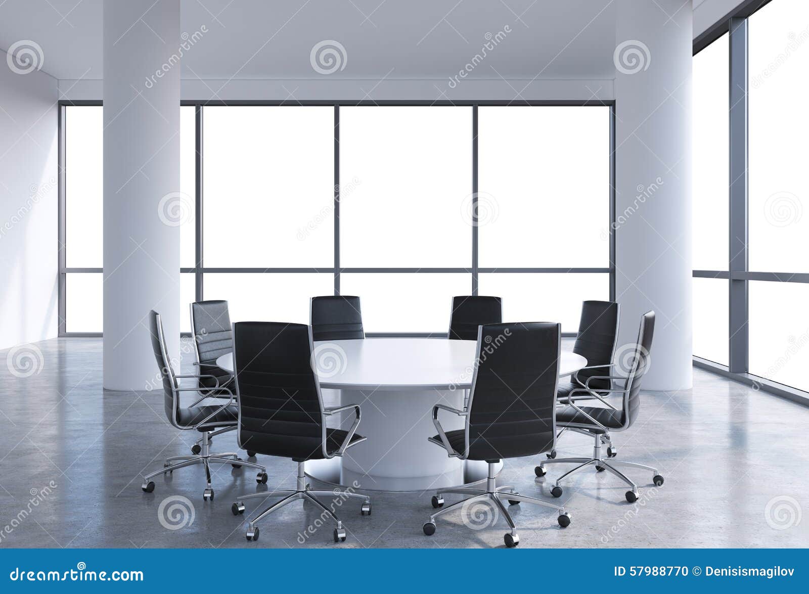 Panoramic Conference Room in Modern Office, Copy Space View from the ...