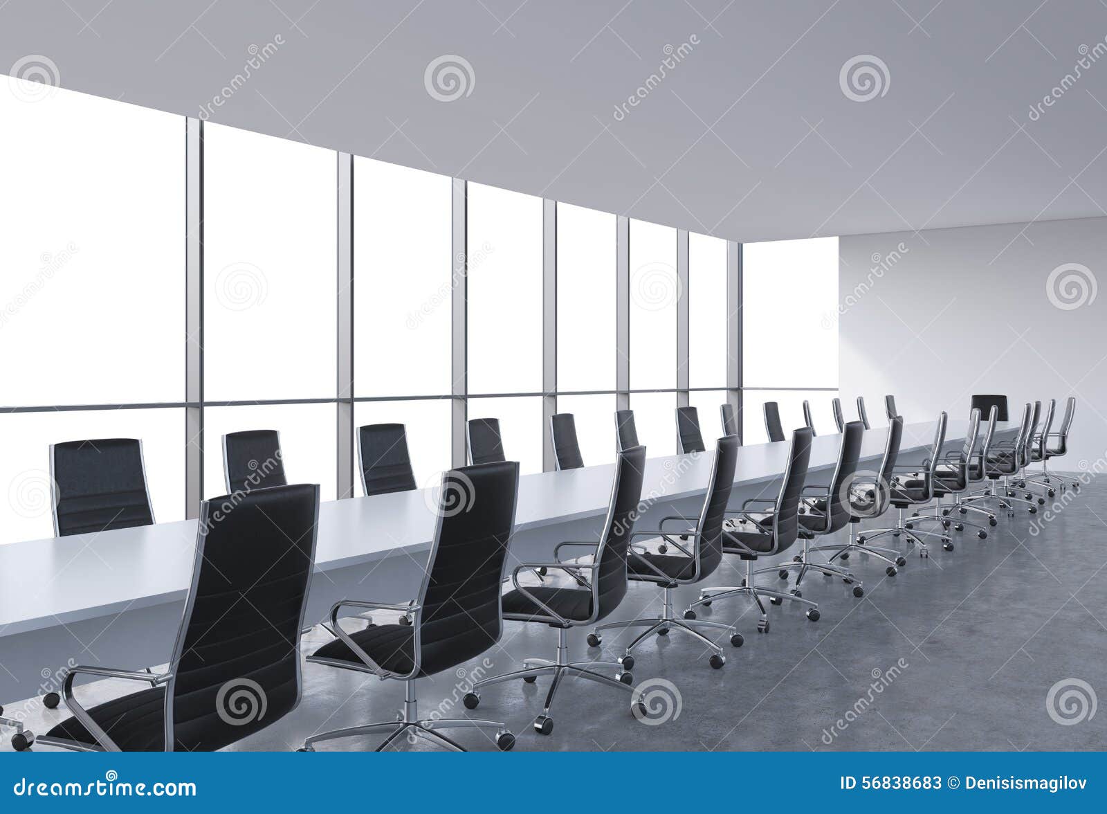 Panoramic Conference Room in Modern Office, Copy Space View from the ...