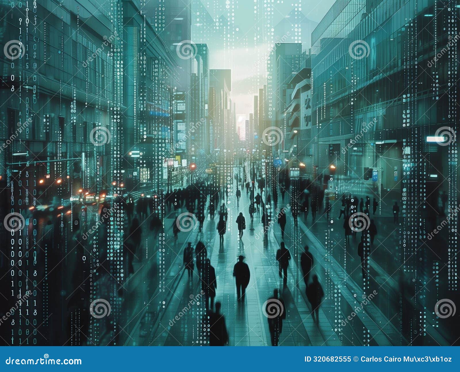 Panoramic of a Cosmopolitan Street Full of Indistinguishable and ...