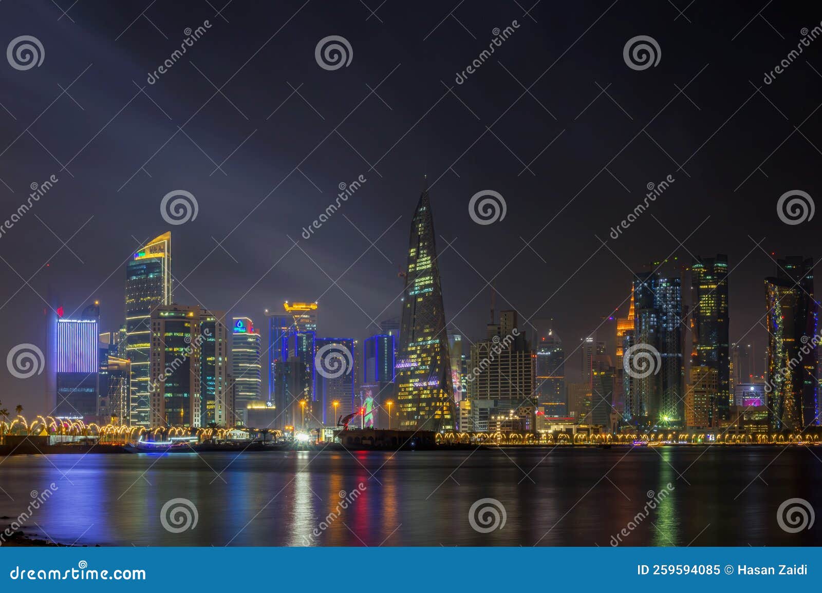 Panoramic Doha Sky Line Qatar Stock Image - Image of night, doha: 259594085