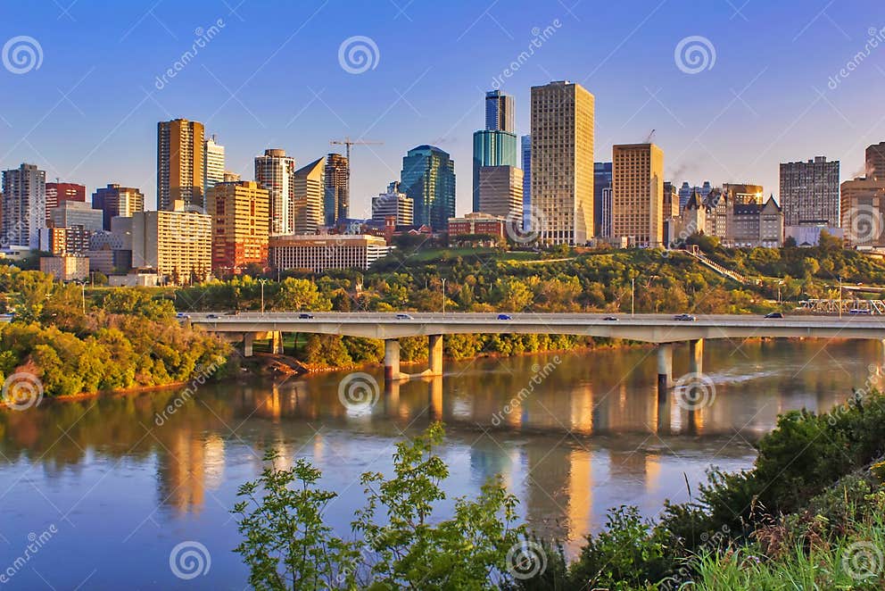 Panoramic Edmonton River Valley Skyline Stock Image - Image of downtown ...