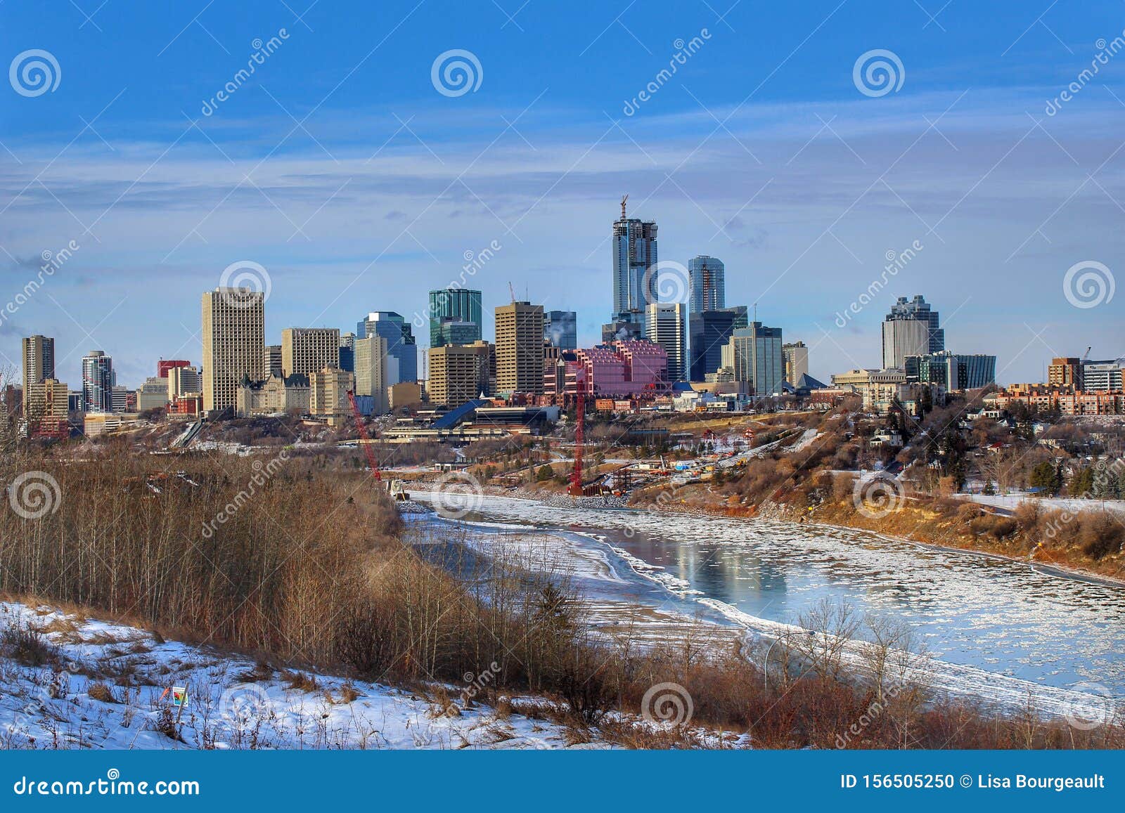 Panoramic Edmonton River Valley Skyline in Winter Stock Photo - Image ...