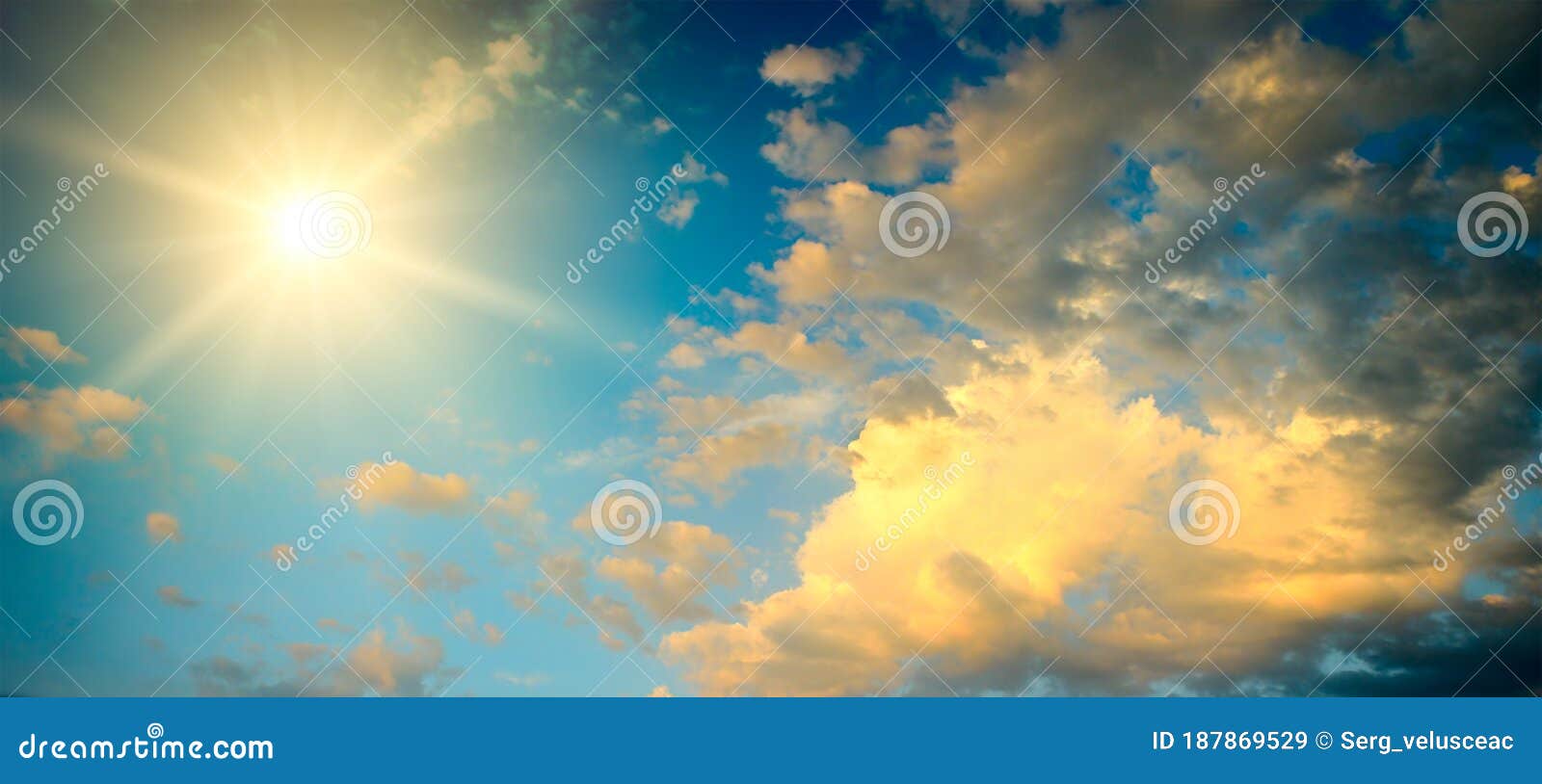 Panoramic Epic Sky Landscape Stock Image - Image of landscape, gold ...