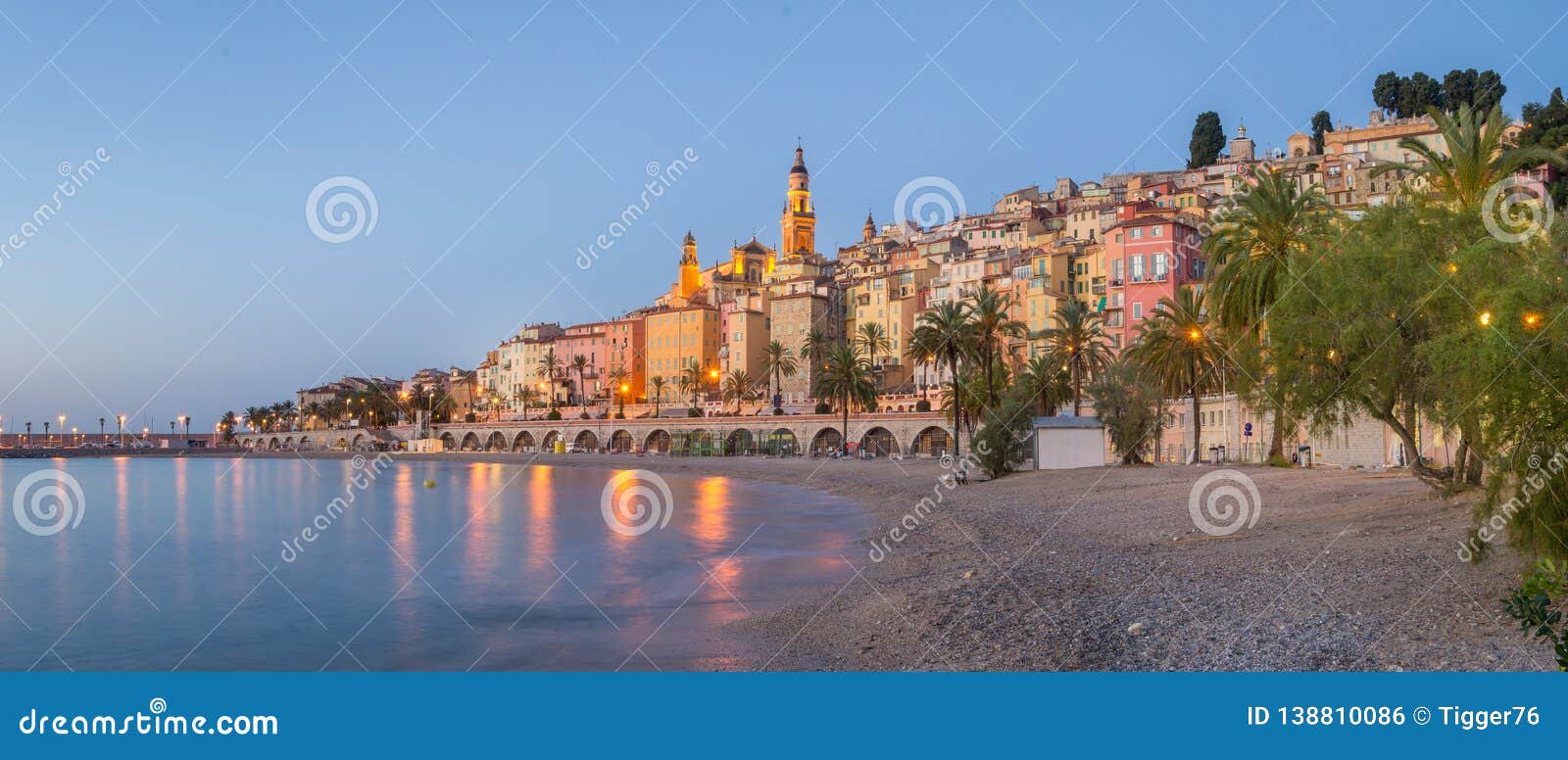 View of Beautiful Menton, France Stock Photo - Image of evening, beach ...