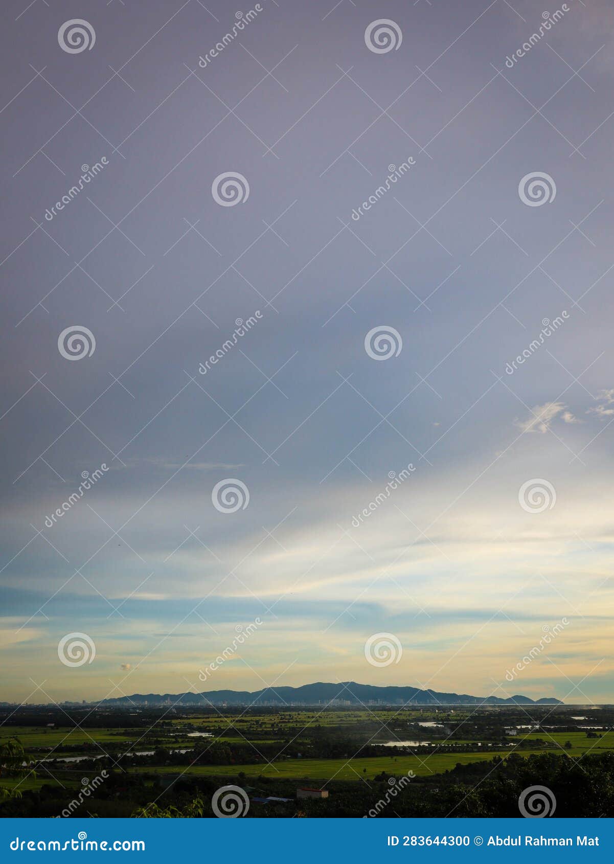 Panoramic Evening View of a Paddy Field by the Muda River Stock Photo ...