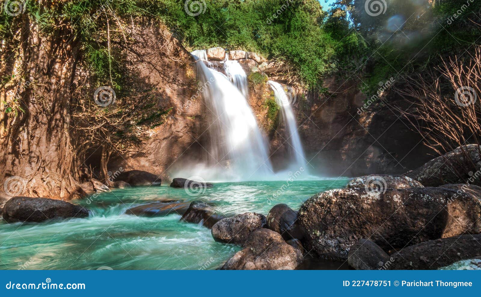 Panoramic Exotic Beautiful Tropical Deep Rainforest Waterfall Fresh ...