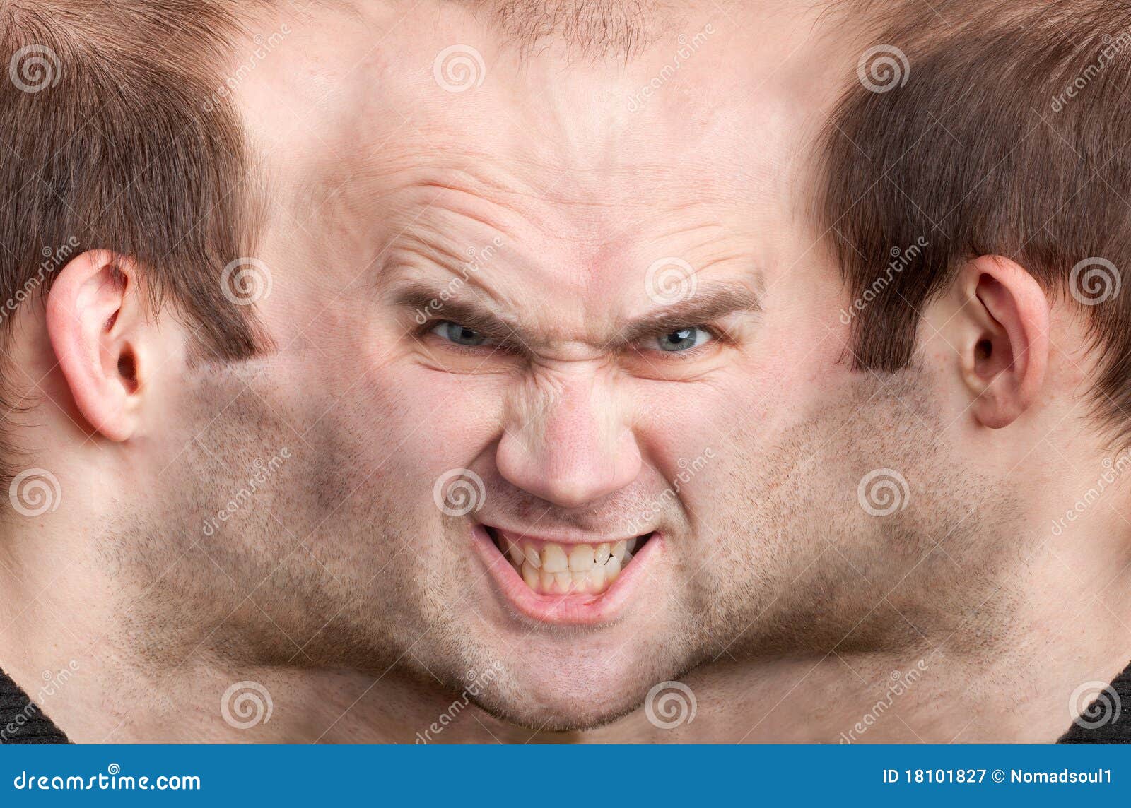 Panoramic Face of Malicious Man Stock Image - Image of illness, face ...