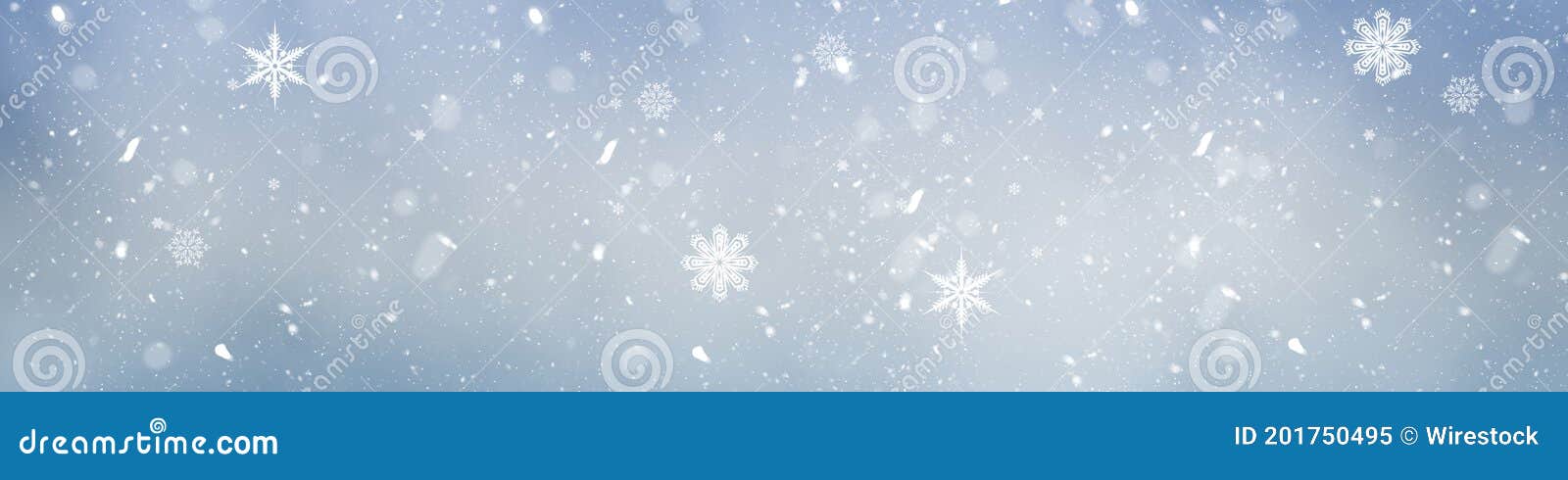 Panoramic Illustration of Winter Background with Falling Snowflakes ...