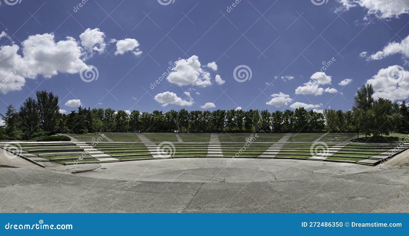 Panoramic Image of an Amphitheater with a Large Concrete Surface Stock ...