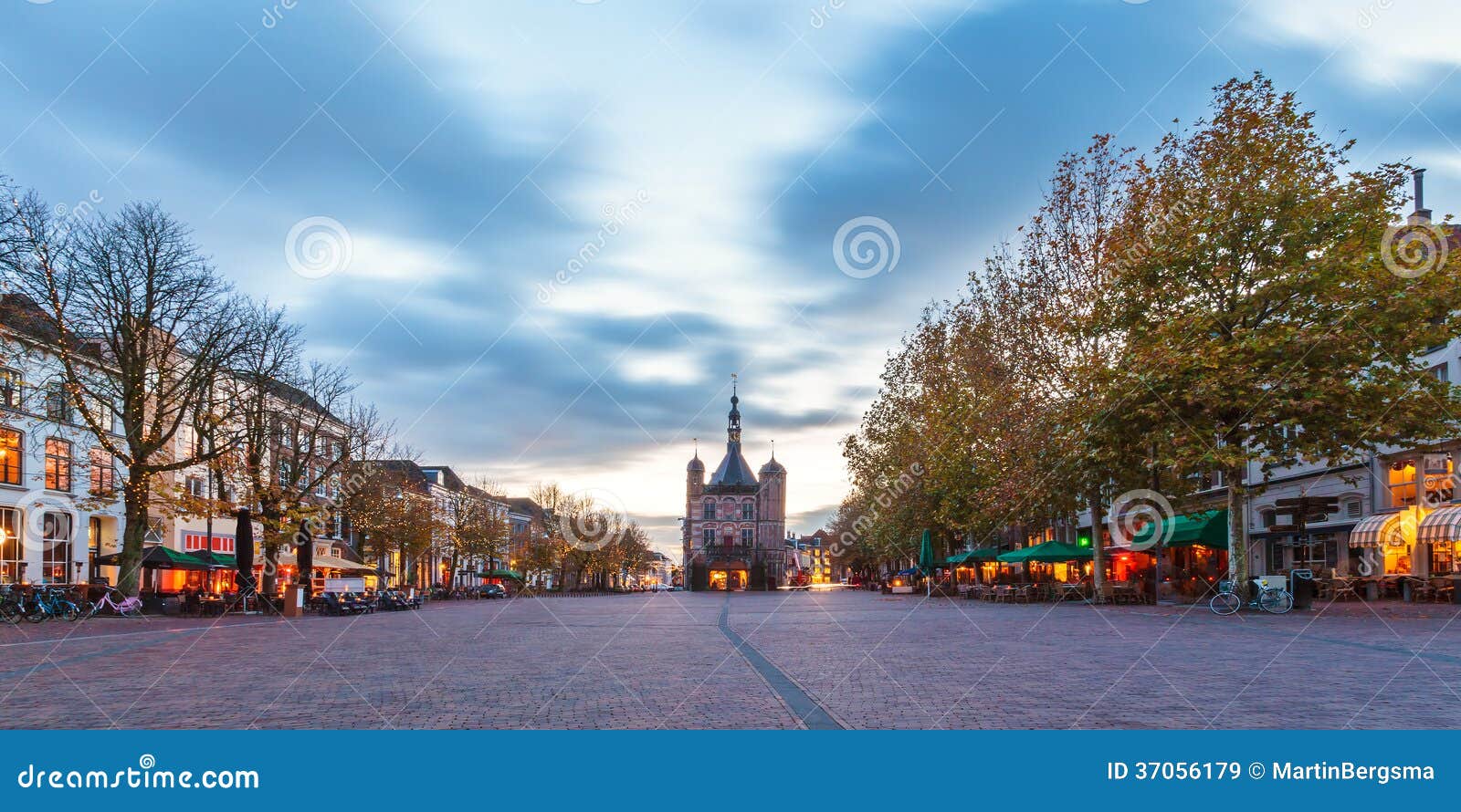 Panoramic Image of the Central Square in the Historic Dutch City Stock ...