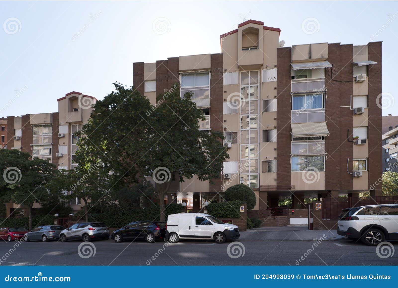 Panoramic Image of an Open Block Patio between Facades and Roofs of ...
